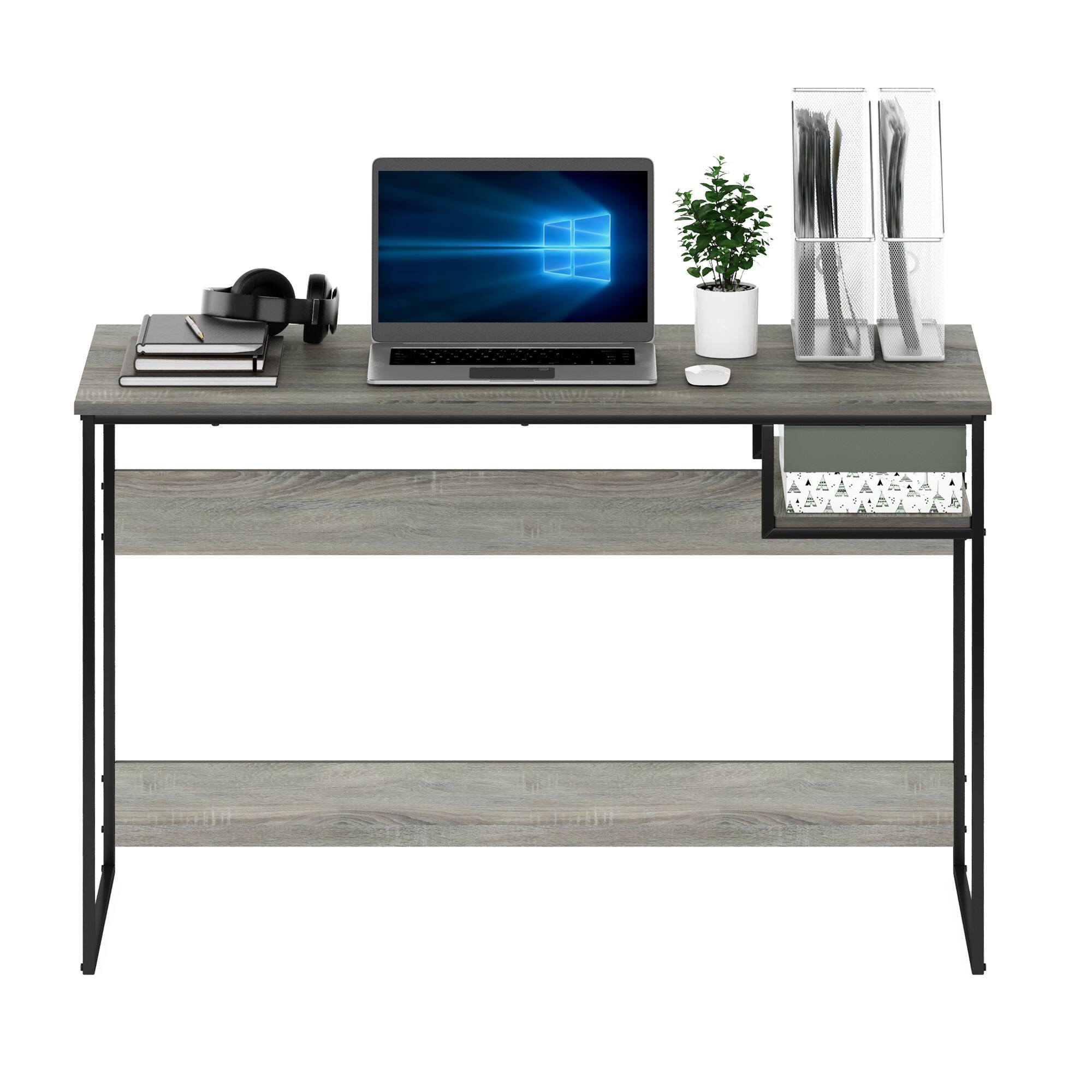 Furinno Moretti Modern Lifestyle Study Desk, 45 French Oak Grey ...