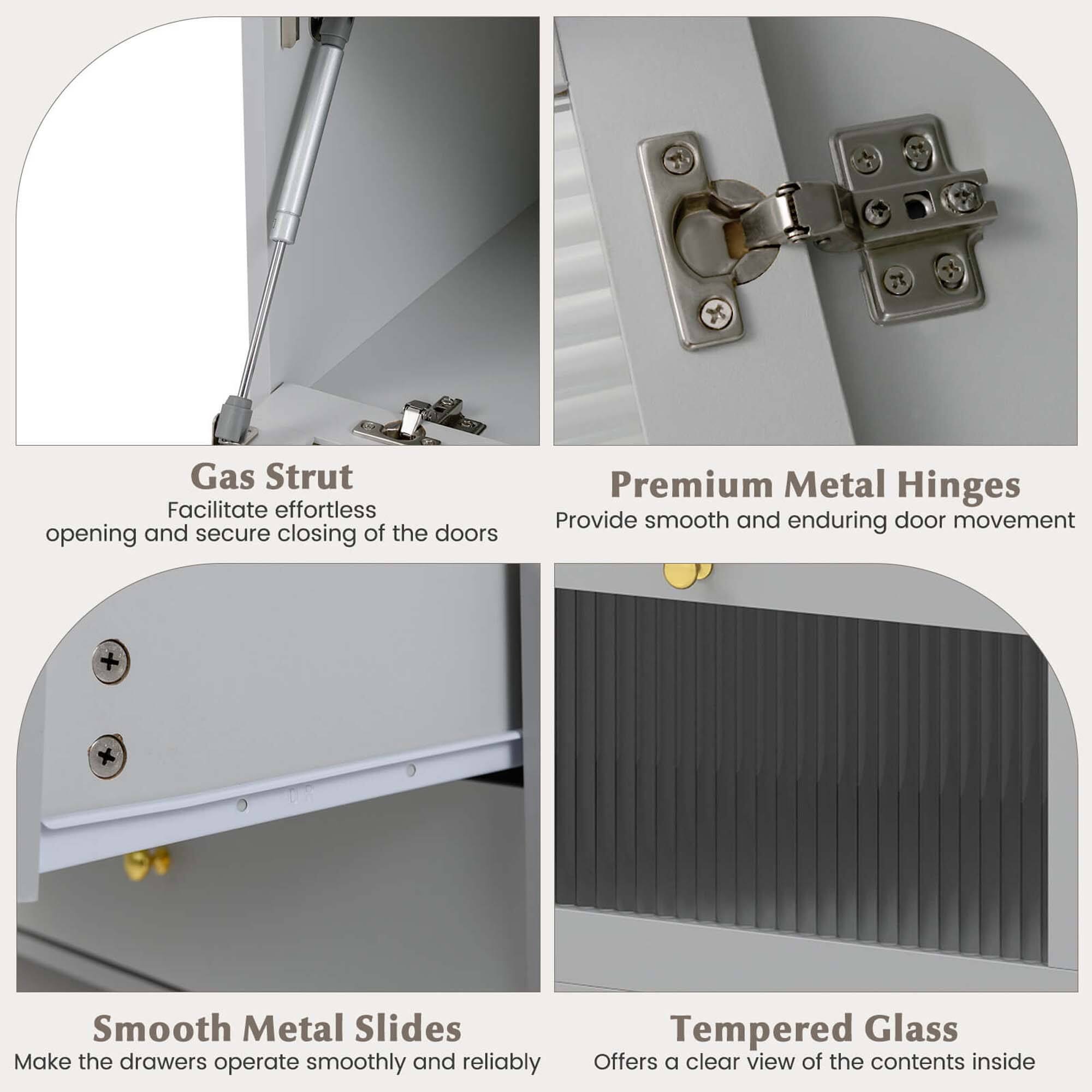 Costway Modern TV Stand for 55" TVs with Drop Down Door Cabinet 2 ...