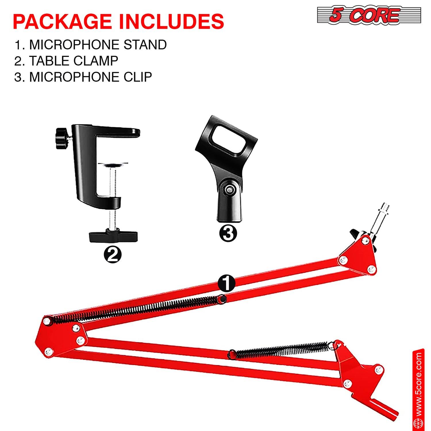 5 CORE Microphone Boom Arm Desk Mic Stand Adjustable Clamp Suspension ...