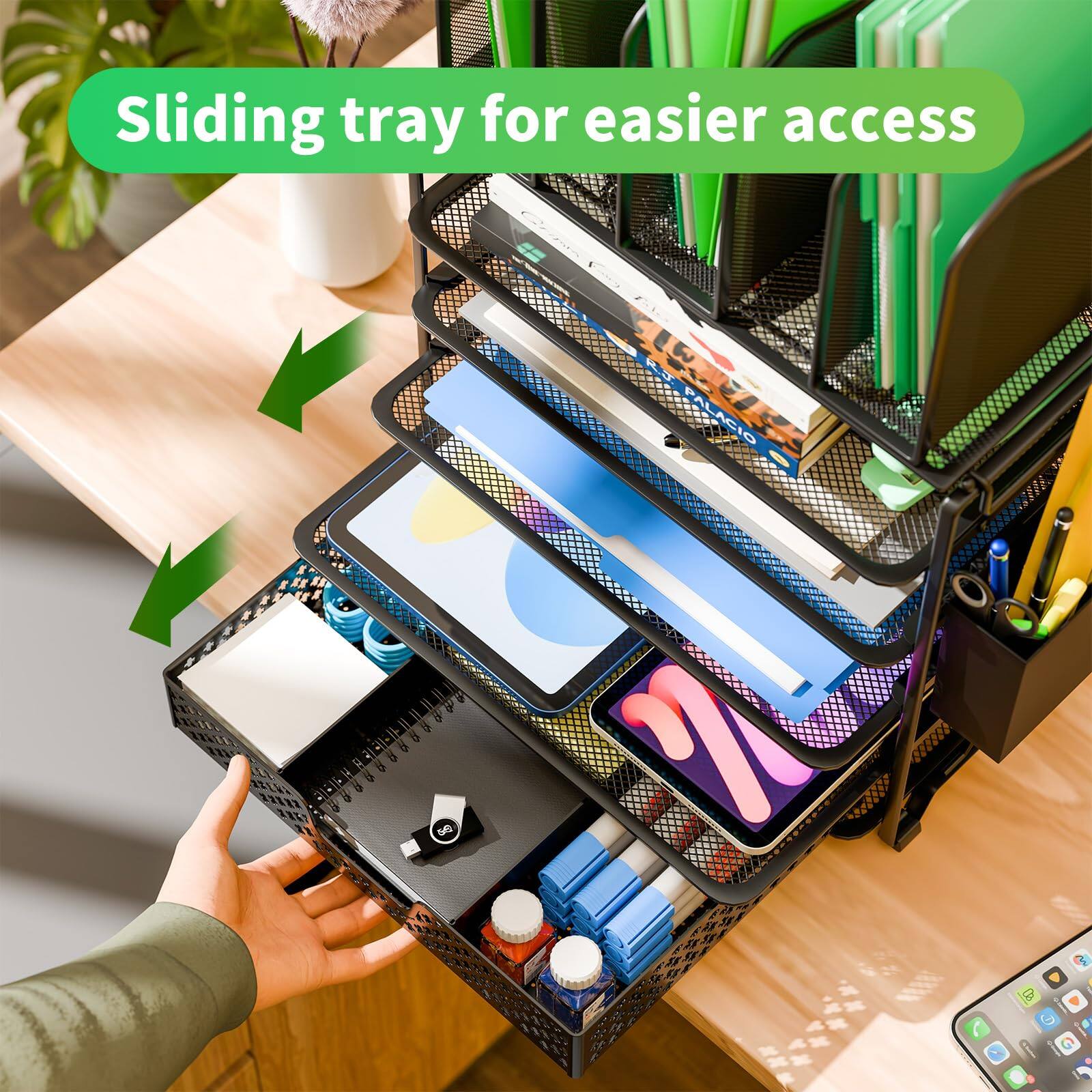 Dapper Styles 5 Tier Mesh Desk File Organizer Paper Letter Tray Holder ...