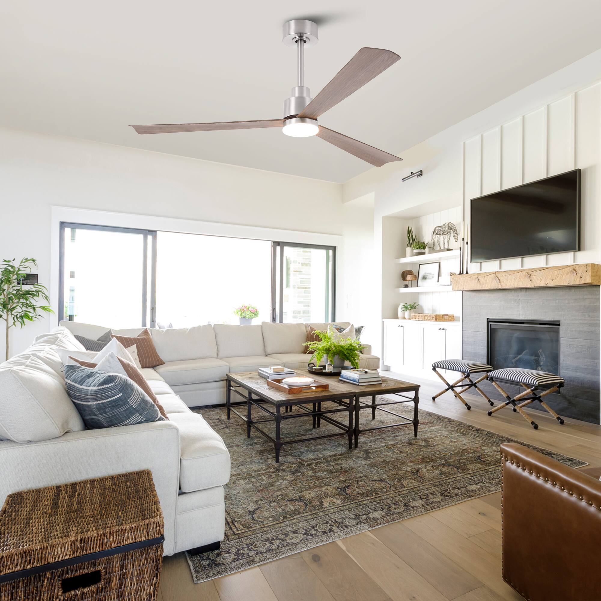Parrot Uncle 52 Inch Modern Propeller Ceiling Fan with Dimmable LED ...