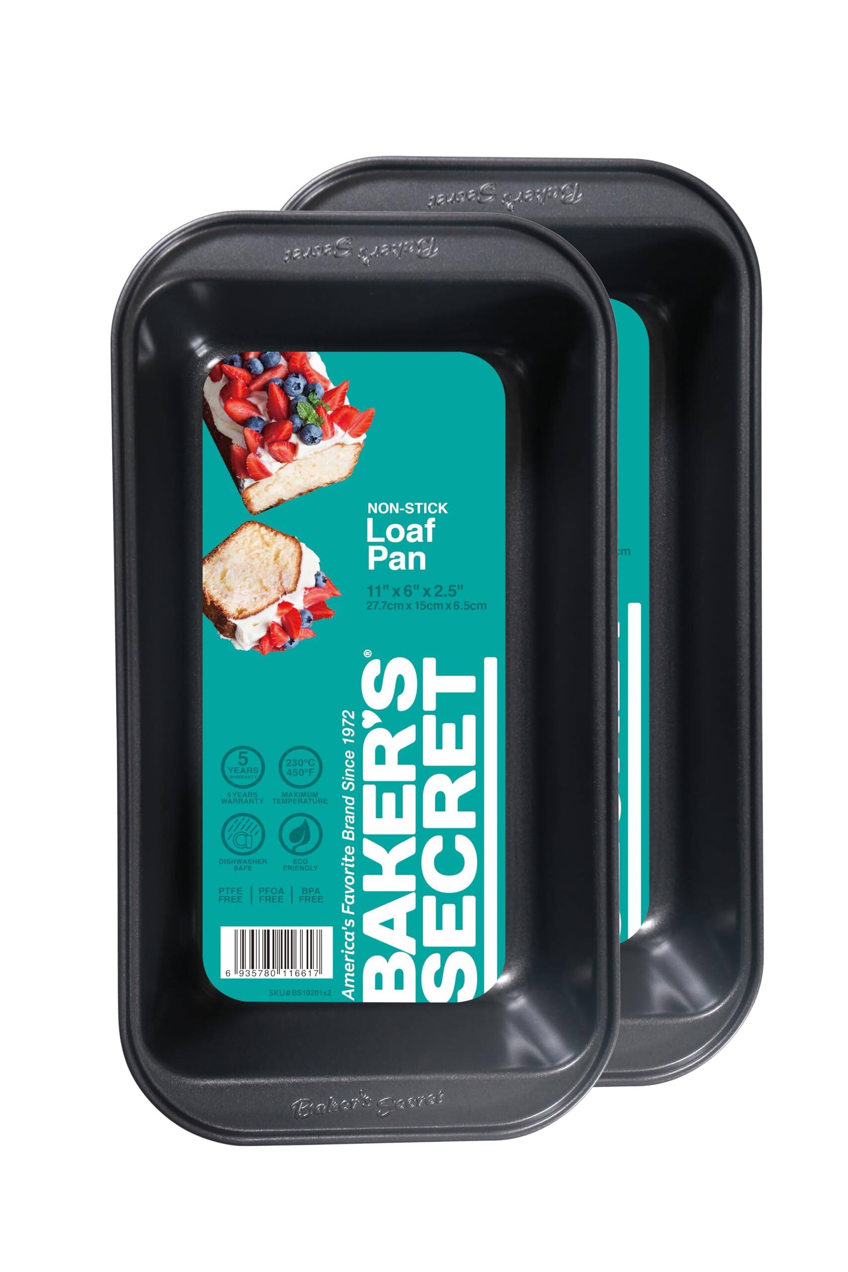 Baker's Secret 2pcs Loaf Pan for Baking Bread 11" x 6" Baking Area 9" x ...