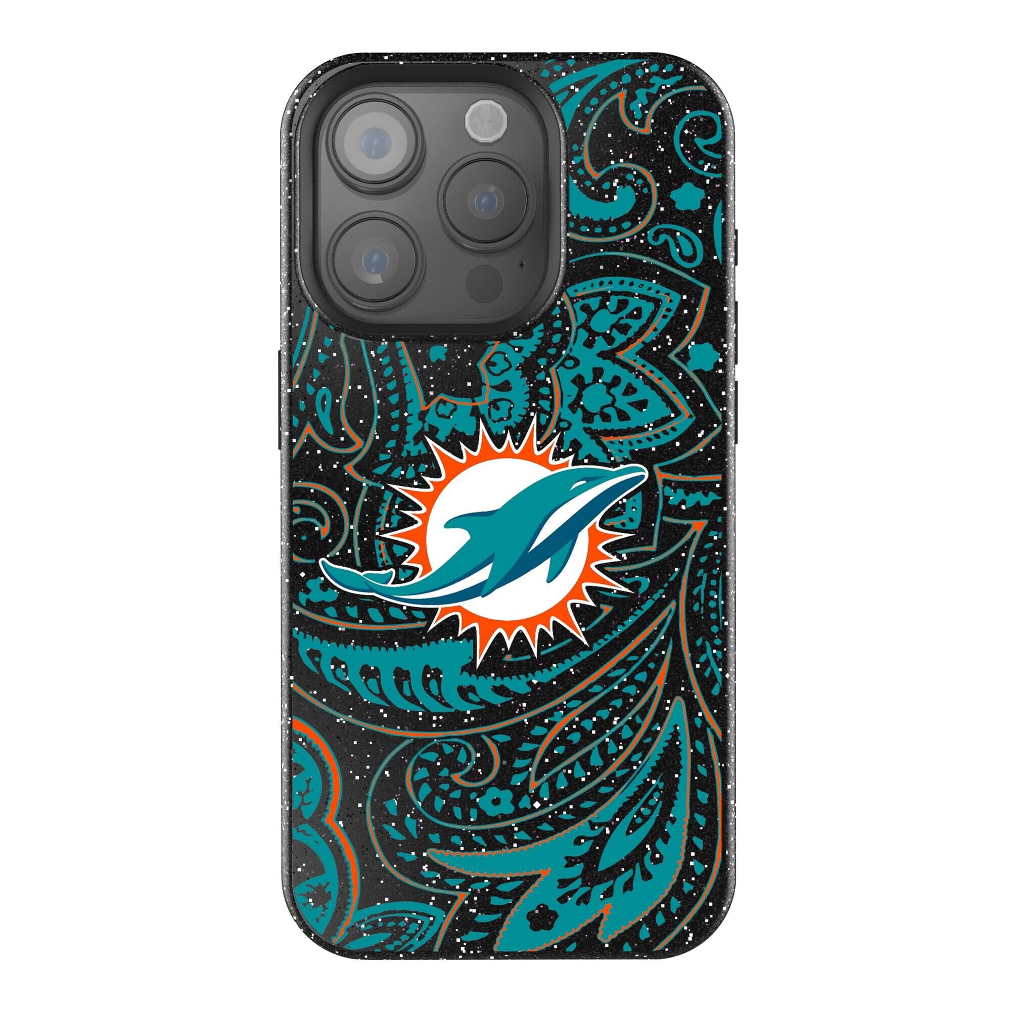 Keyscaper NFL Miami Dolphins Paisley Bling iPhone Case 15 Pro Max Black ...