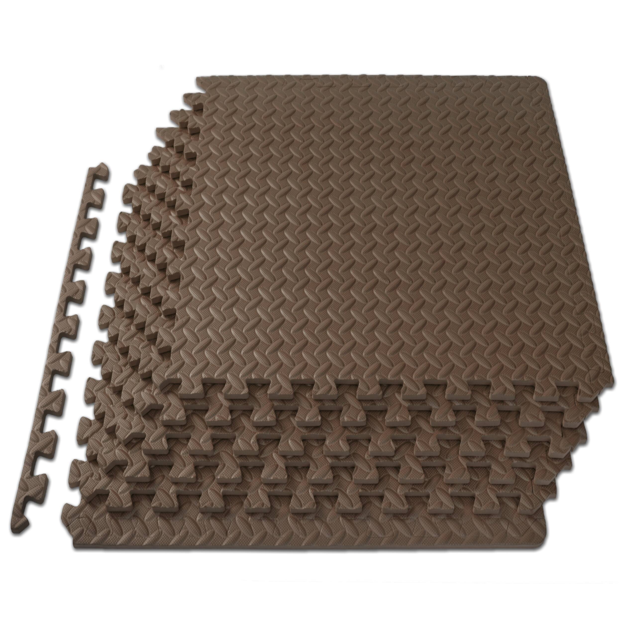 ProsourceFit Diamond Plate Exercise Puzzle Mat 1/2 in, 24 Sq Ft 6 Tiles Brown ps-2289-pzzl-chcl ...