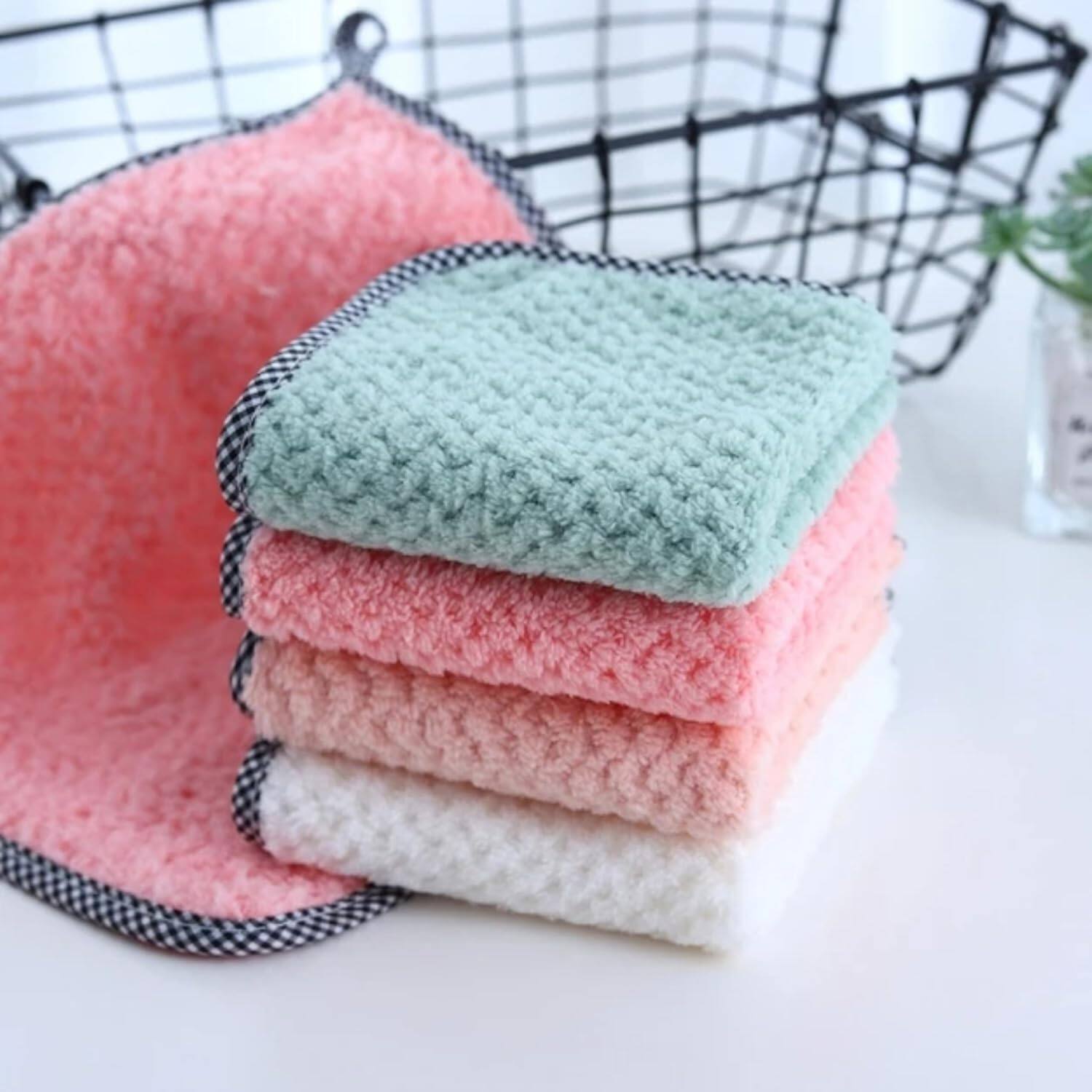 Auledio 5Pc Microfiber Kitchen Dish Cloth,Absorbent Cleaning Cloth Non ...