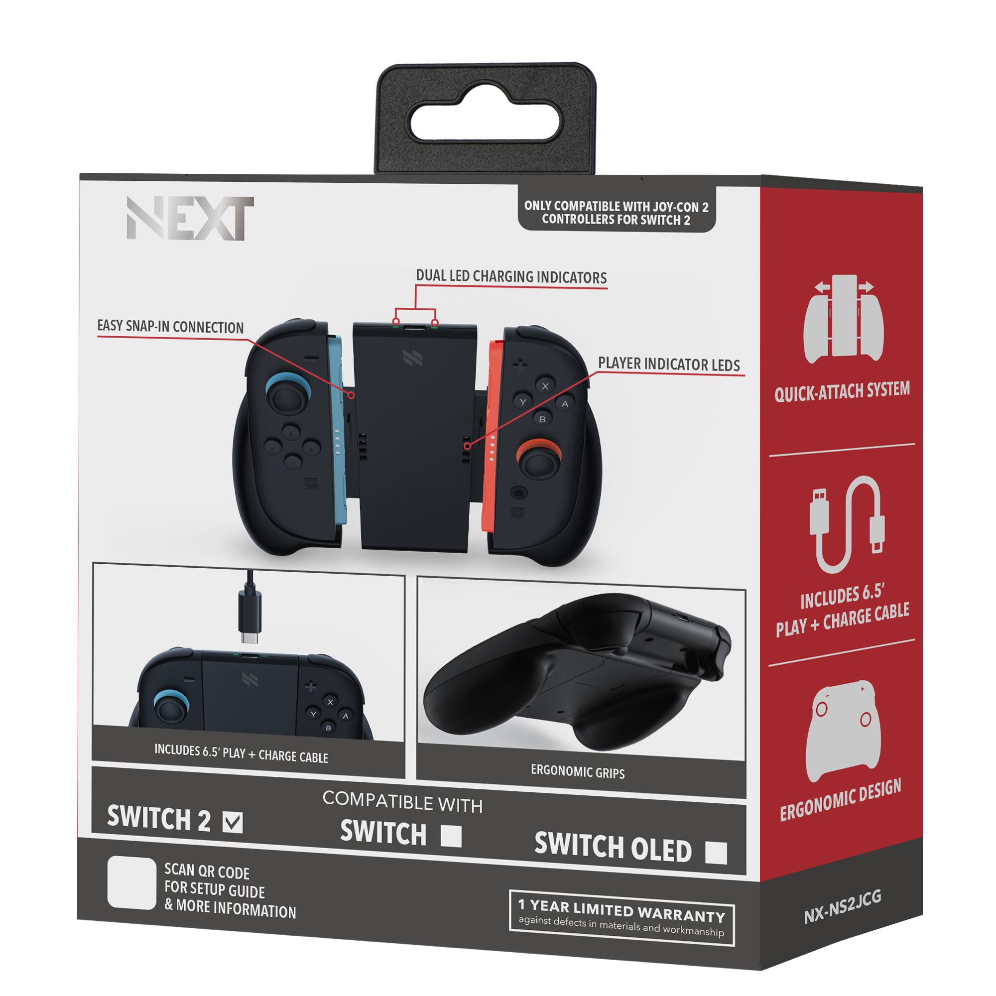 NEXT Joy Con 2 Charging Grip for Nintendo Switch 2 Black NX-NS2JCG ...