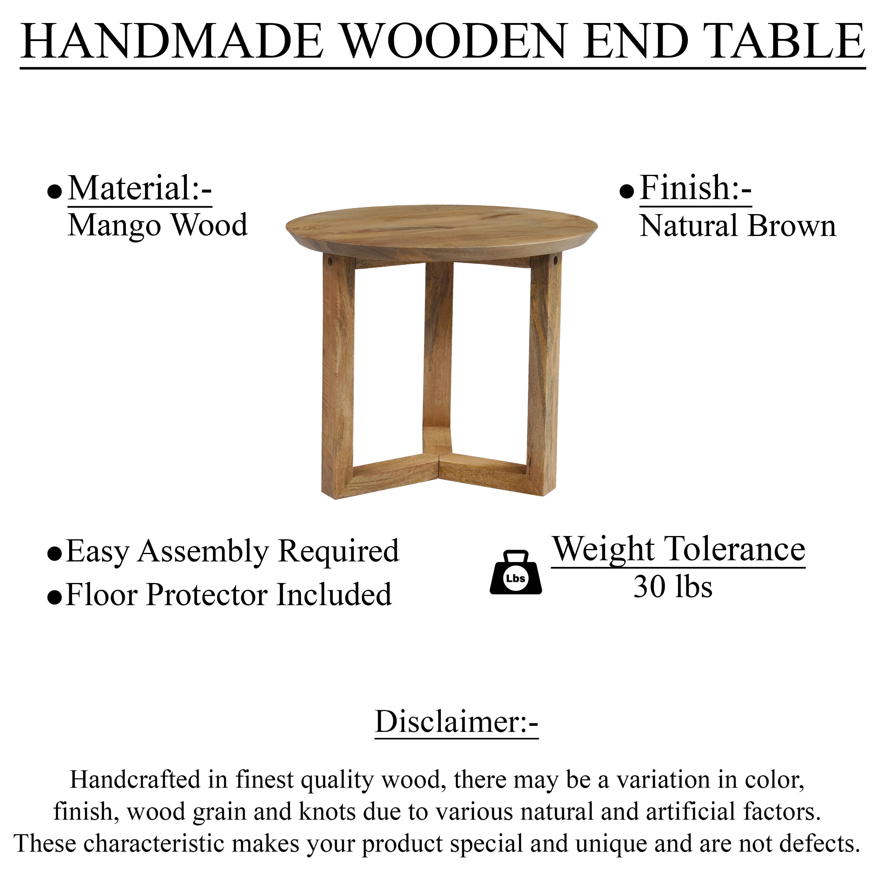 Manhattan Lane Nina 18.5" Round Handcrafted Side End Table | Natural ...