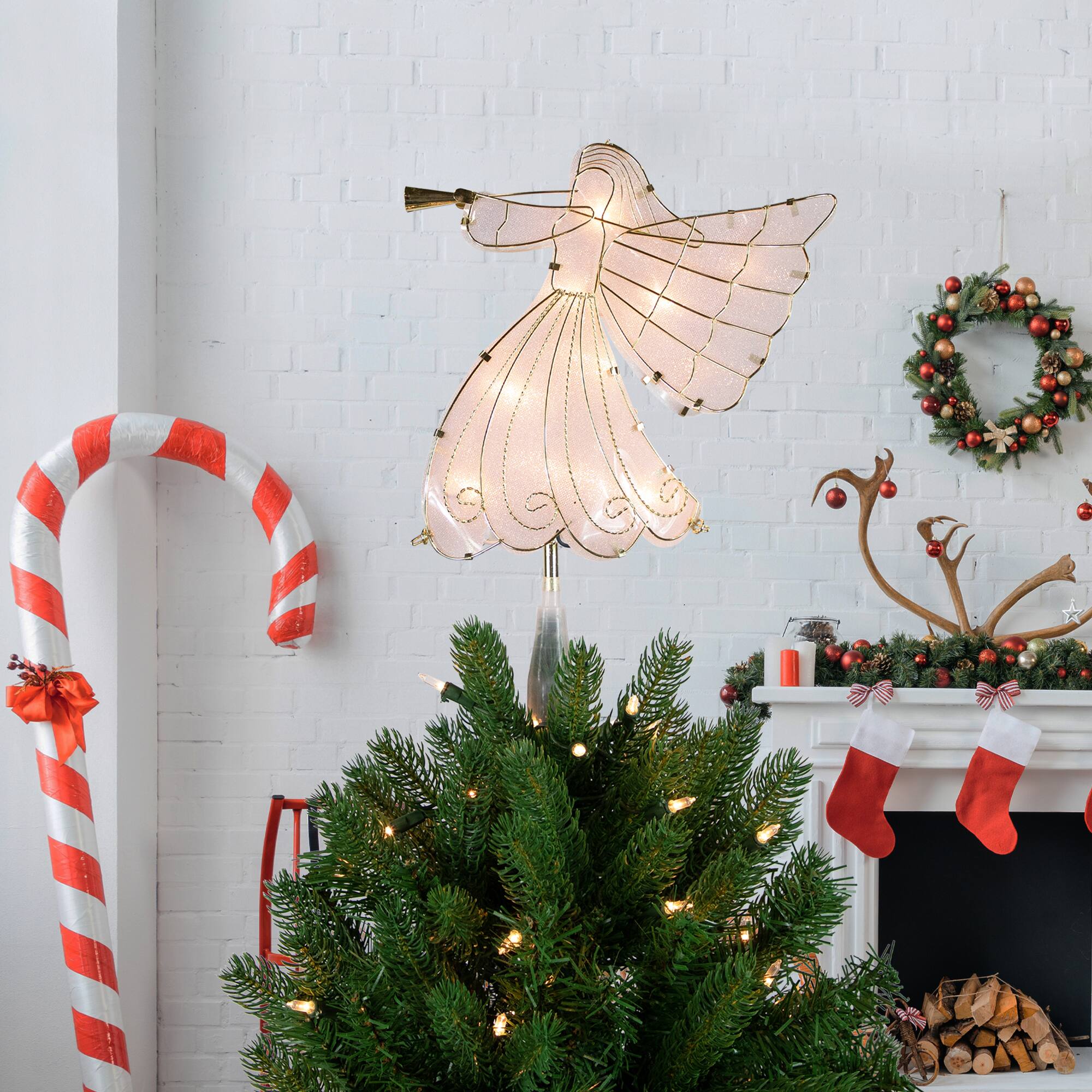 Northlight 10" Angel Tree Topper, Warm White Lights Gold 35680737 ...