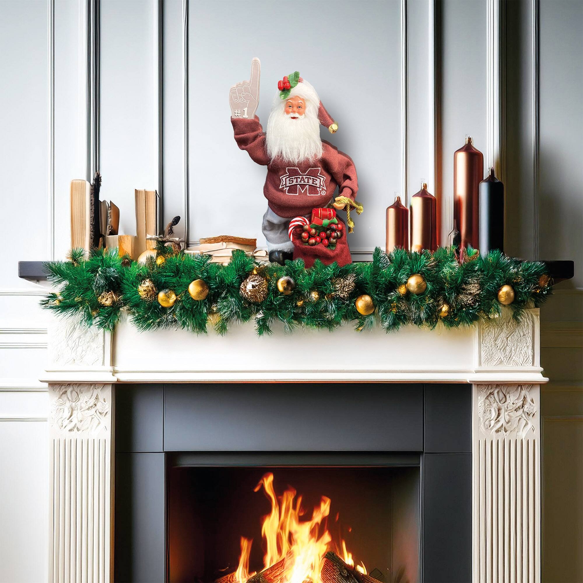 Santa's Workshop Mississippi State Bulldogs 12" Animated Musical Santa ...