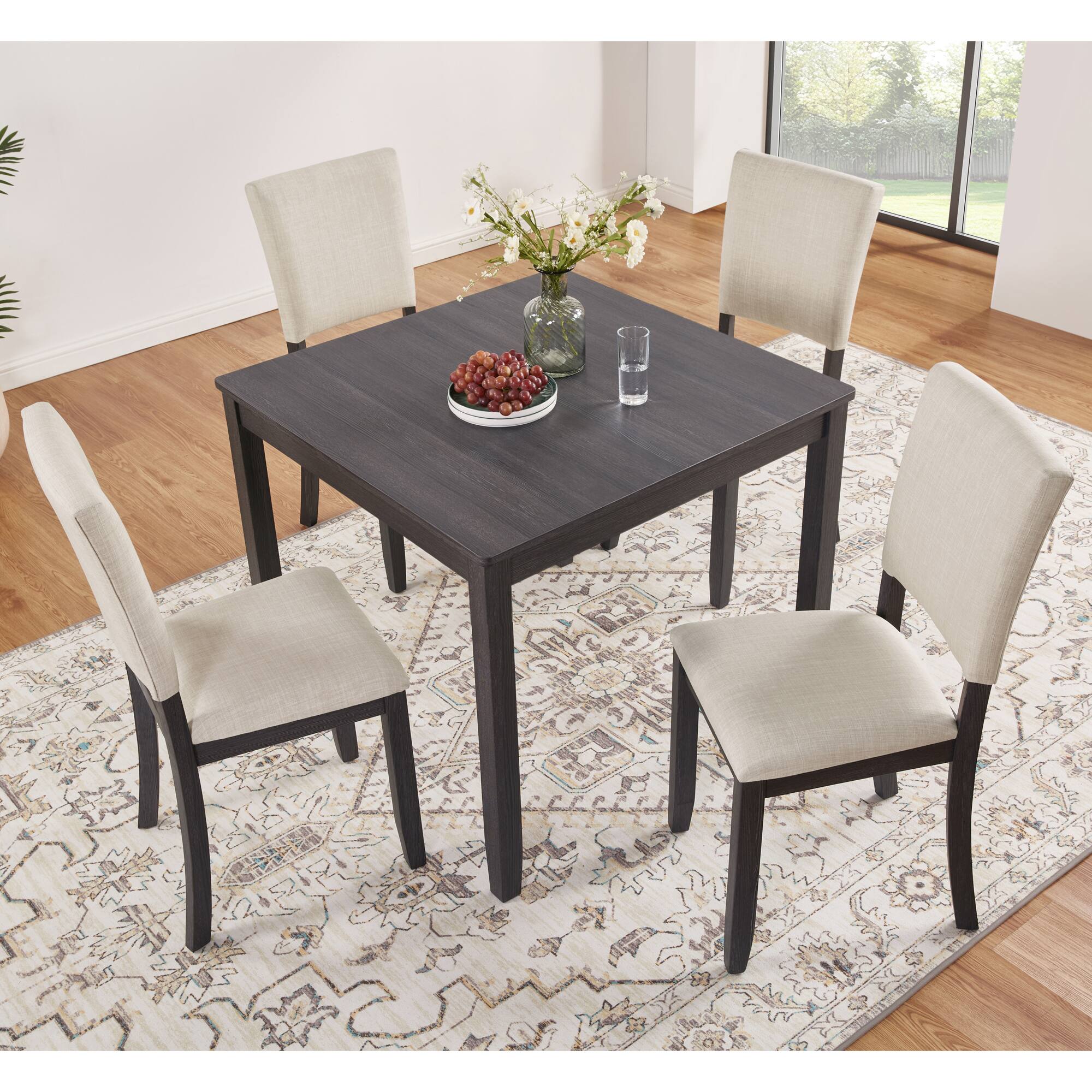 APRILSOUL Modern 4 Person Dining Table Set with 4 Chairs Dining Table ...
