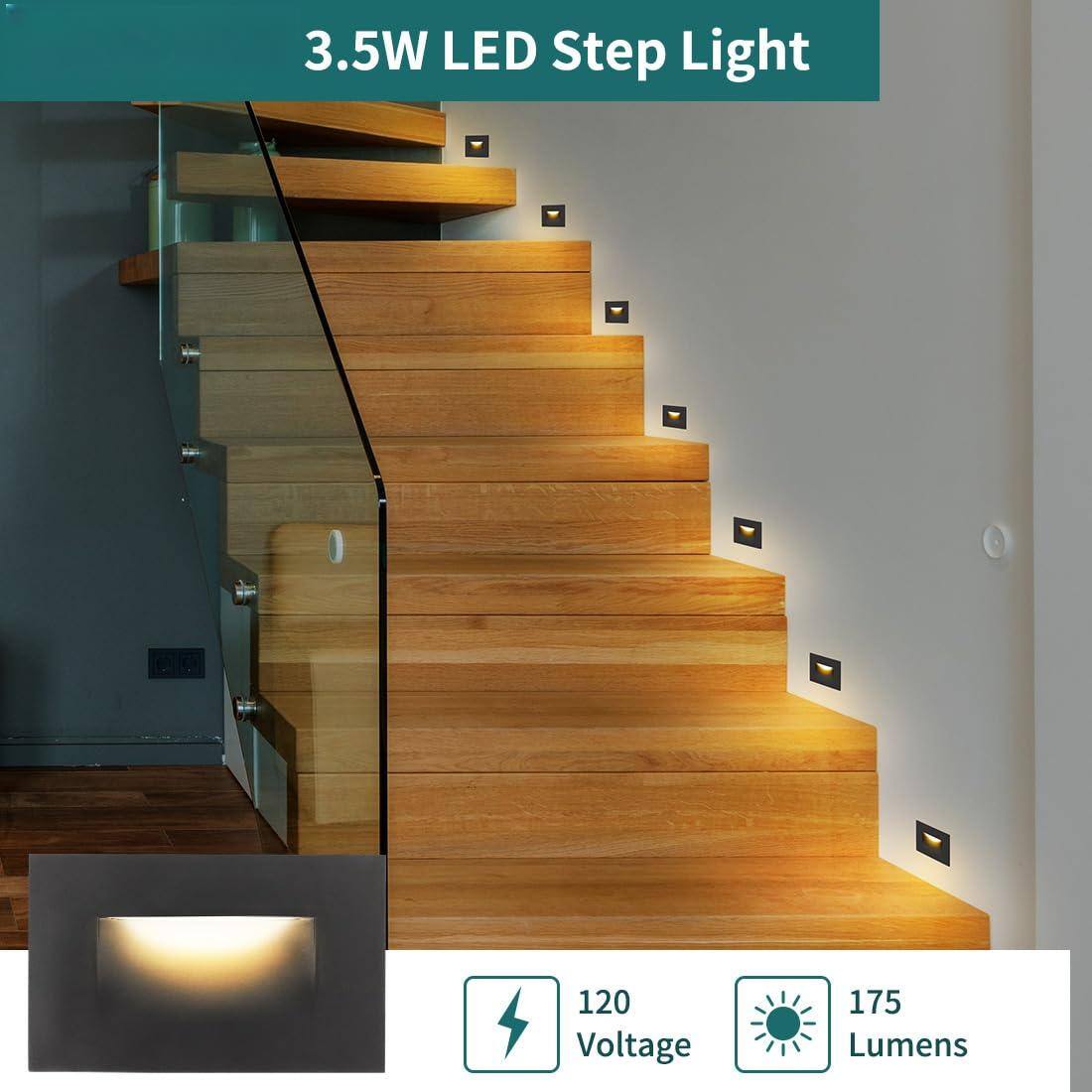 METALTON Dimmable Led Step Lights Selectable 3 175lm Indoor Outdoor ...