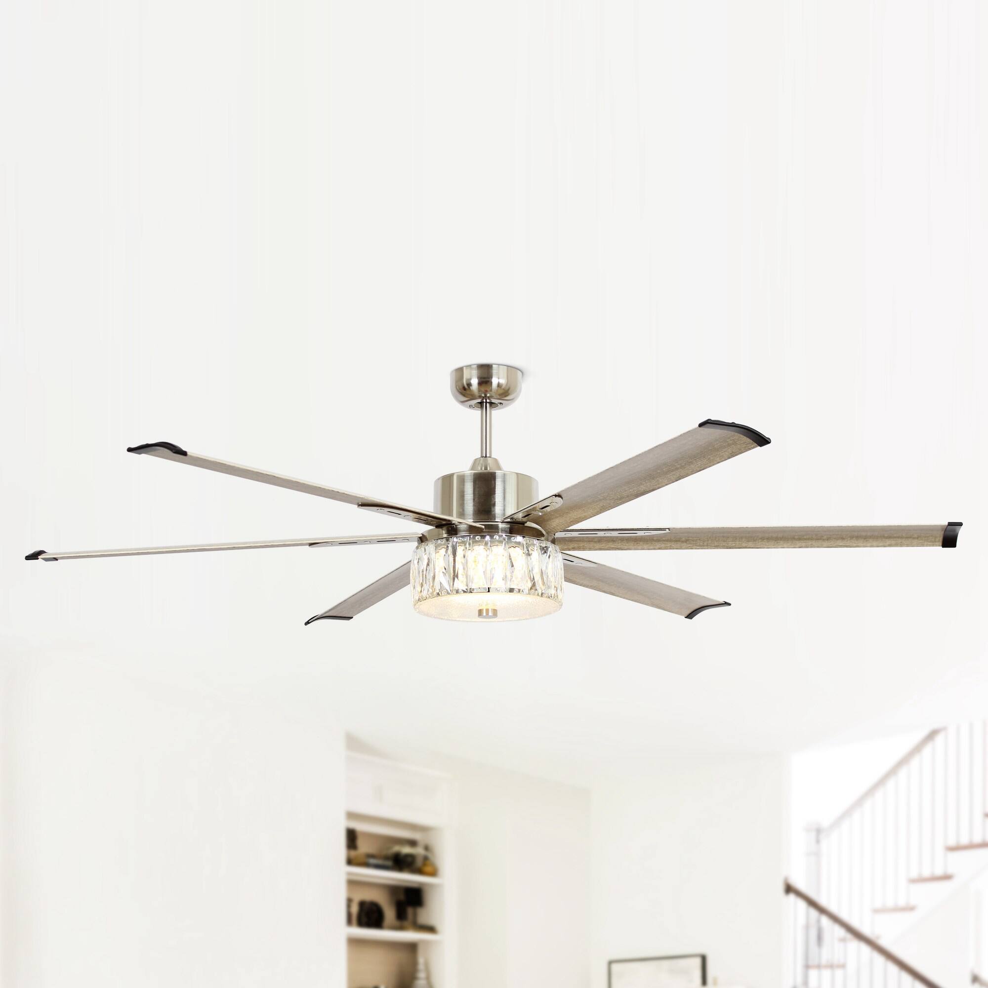 Parrot Uncle 65" Modern Silver LED Ceiling Fan with Remote Control and ...