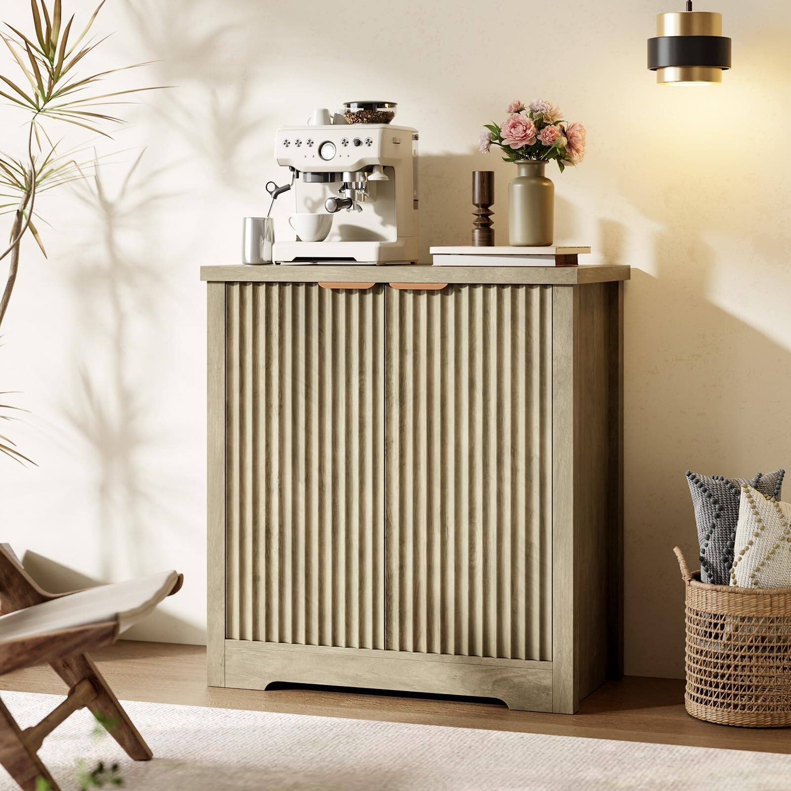 Jojoka Fluted Buffet Sideboard Cabinet with Storage, 2 Doors ...