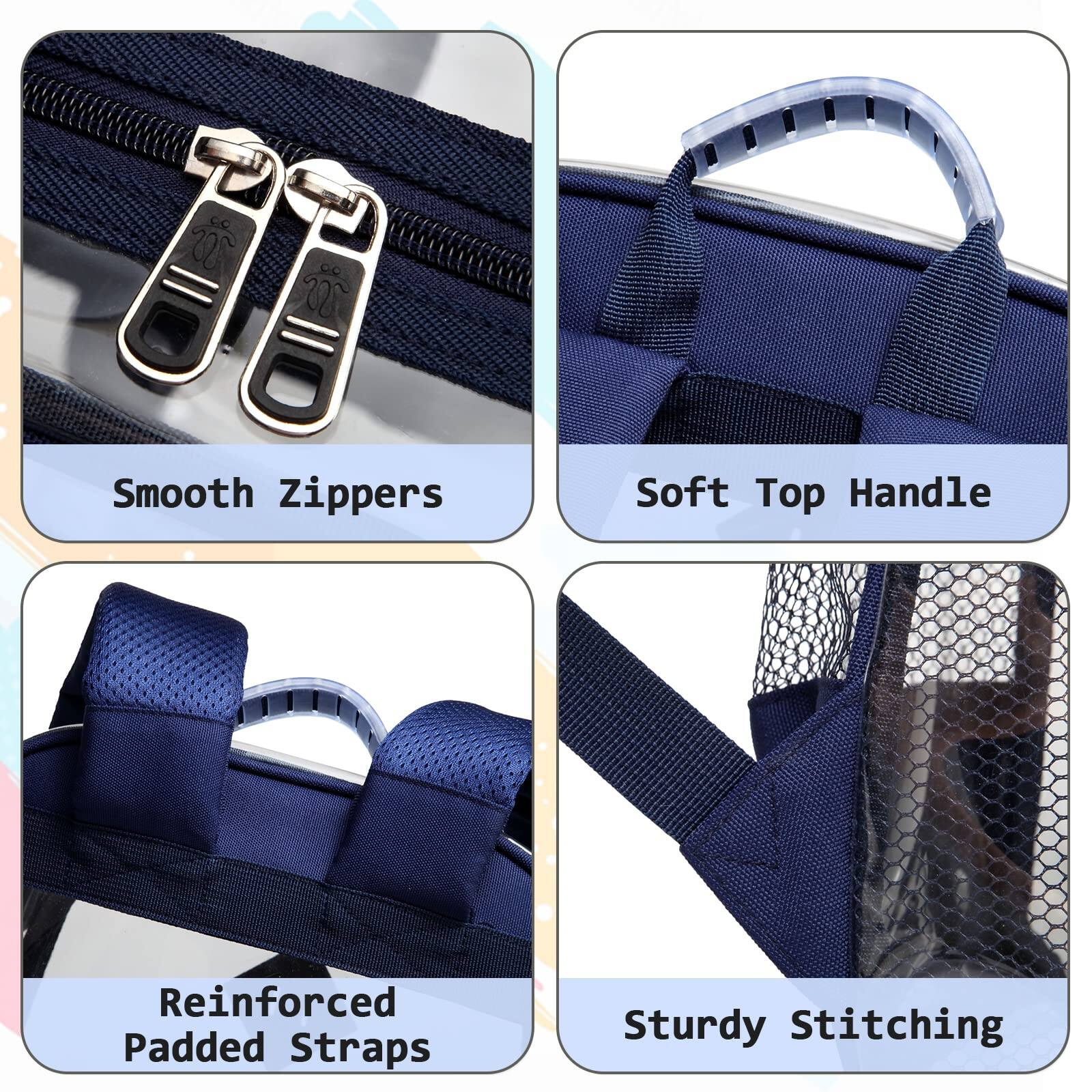 Cozy Serene Clear Backpack For School Thriple Compartments Heavy Duty ...