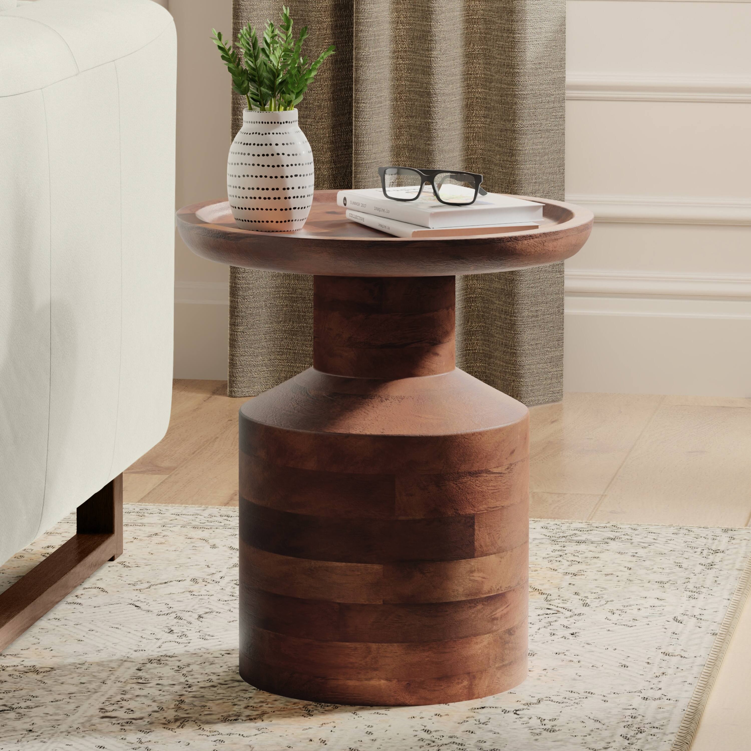 Simpli Home Haynes 16 inch Wide Solid Mango Boho Accent Table in Dark ...