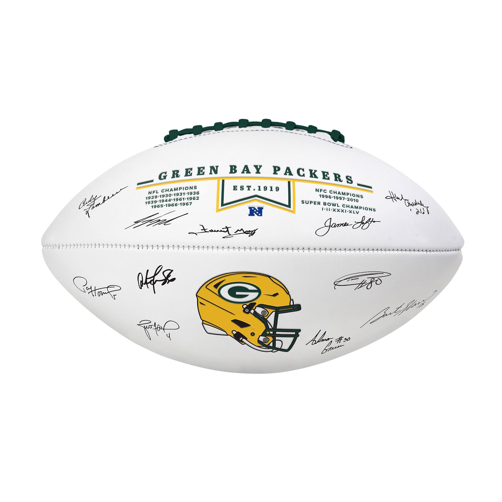 Logo Brands Green Bay Packers Legends Signature Football Hunter Green ...