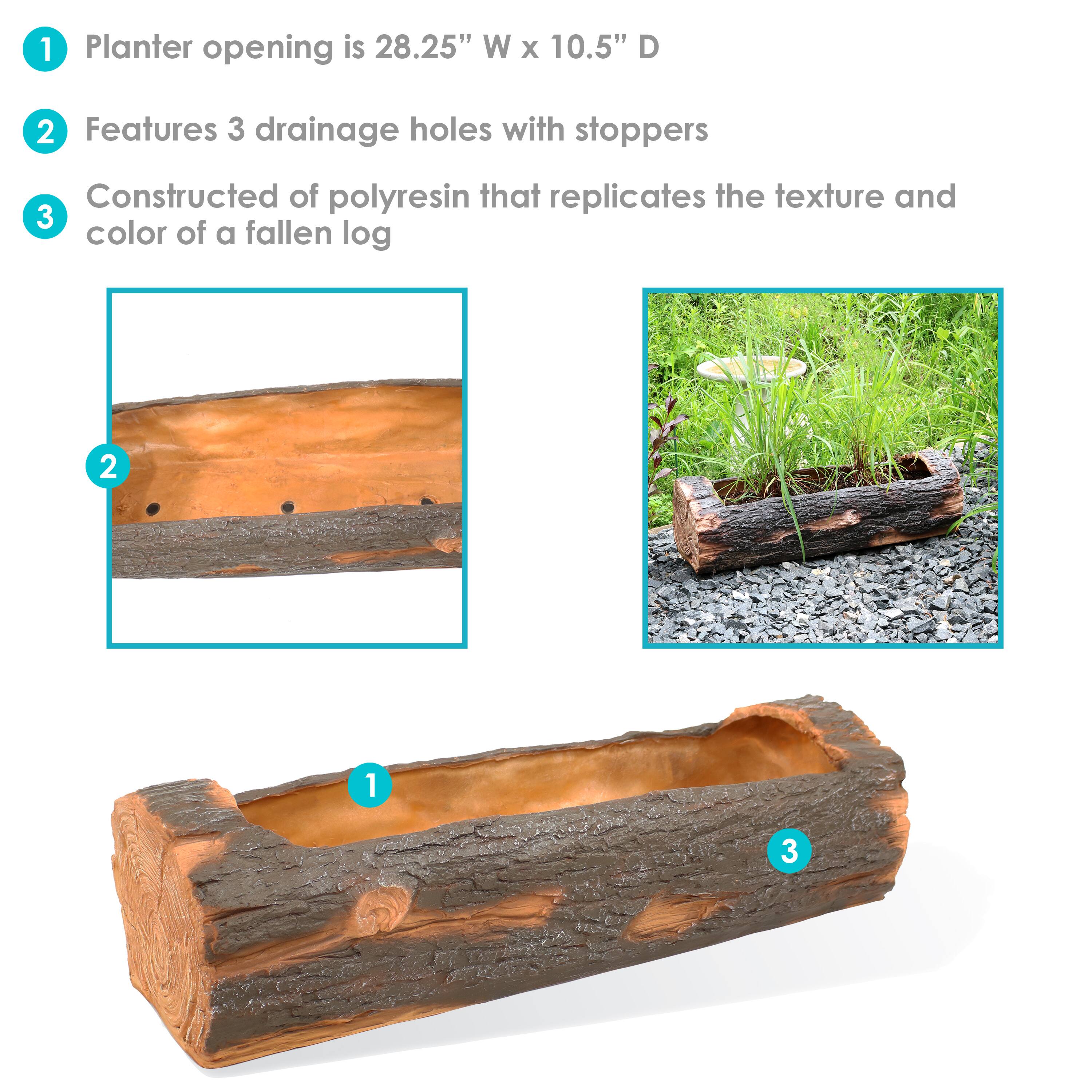 Sunnydaze 35 in Polyresin Rustic Outdoor Raised Log Flower Pot Planter Brown FC-754 - Best Buy