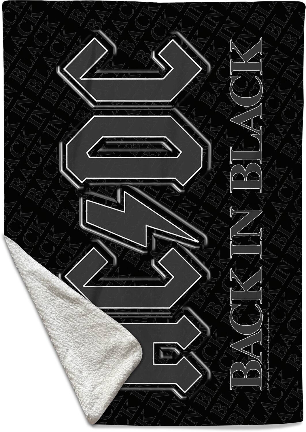 PopMarket AC/DC Rocksax AC/DC Back In Black Sherpa Fleece Throw (50 in ...