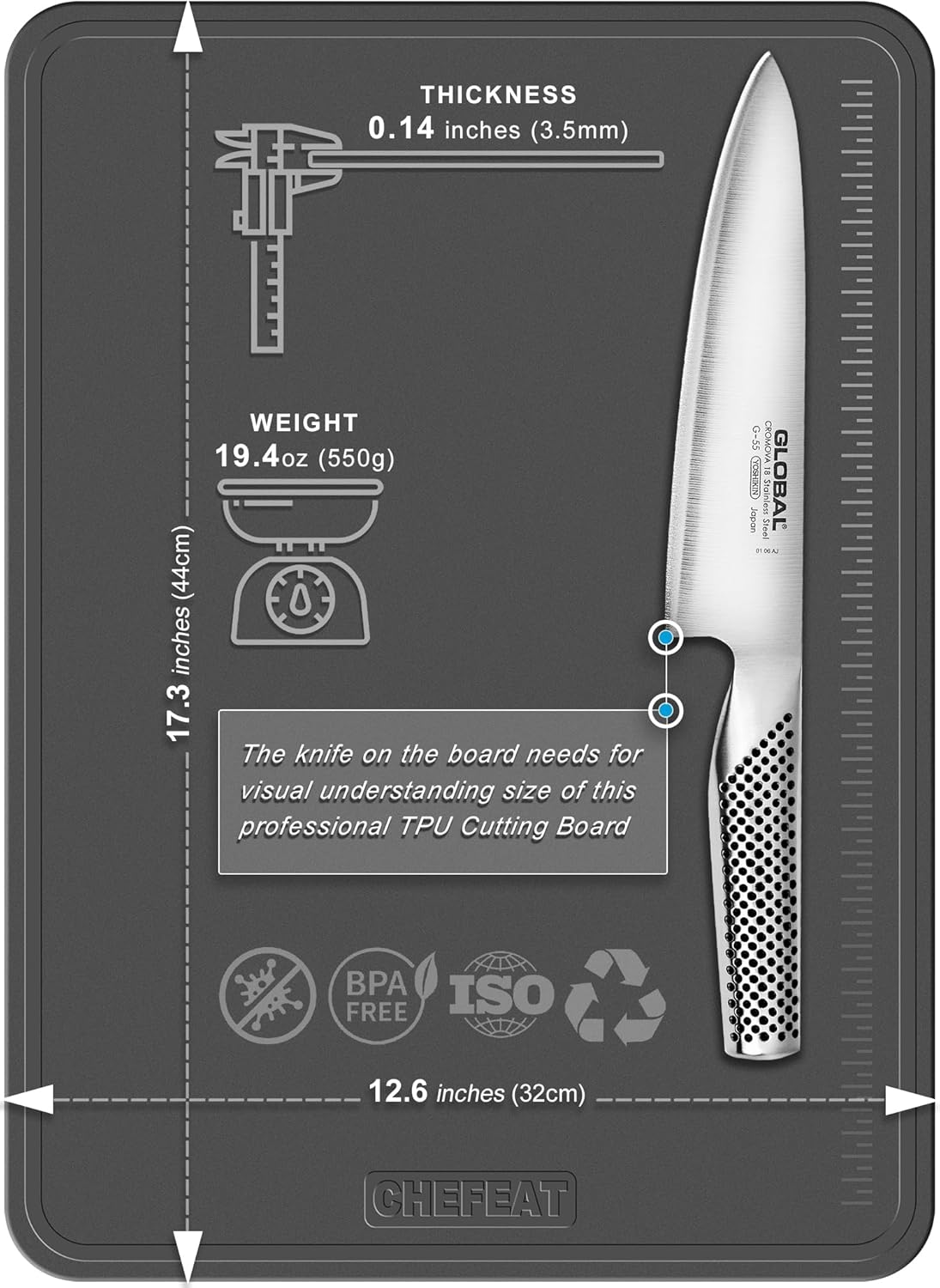 PARKER SLATER Extra Large TPU Cutting Board 17.3x12.6 – Flexible, Knife ...