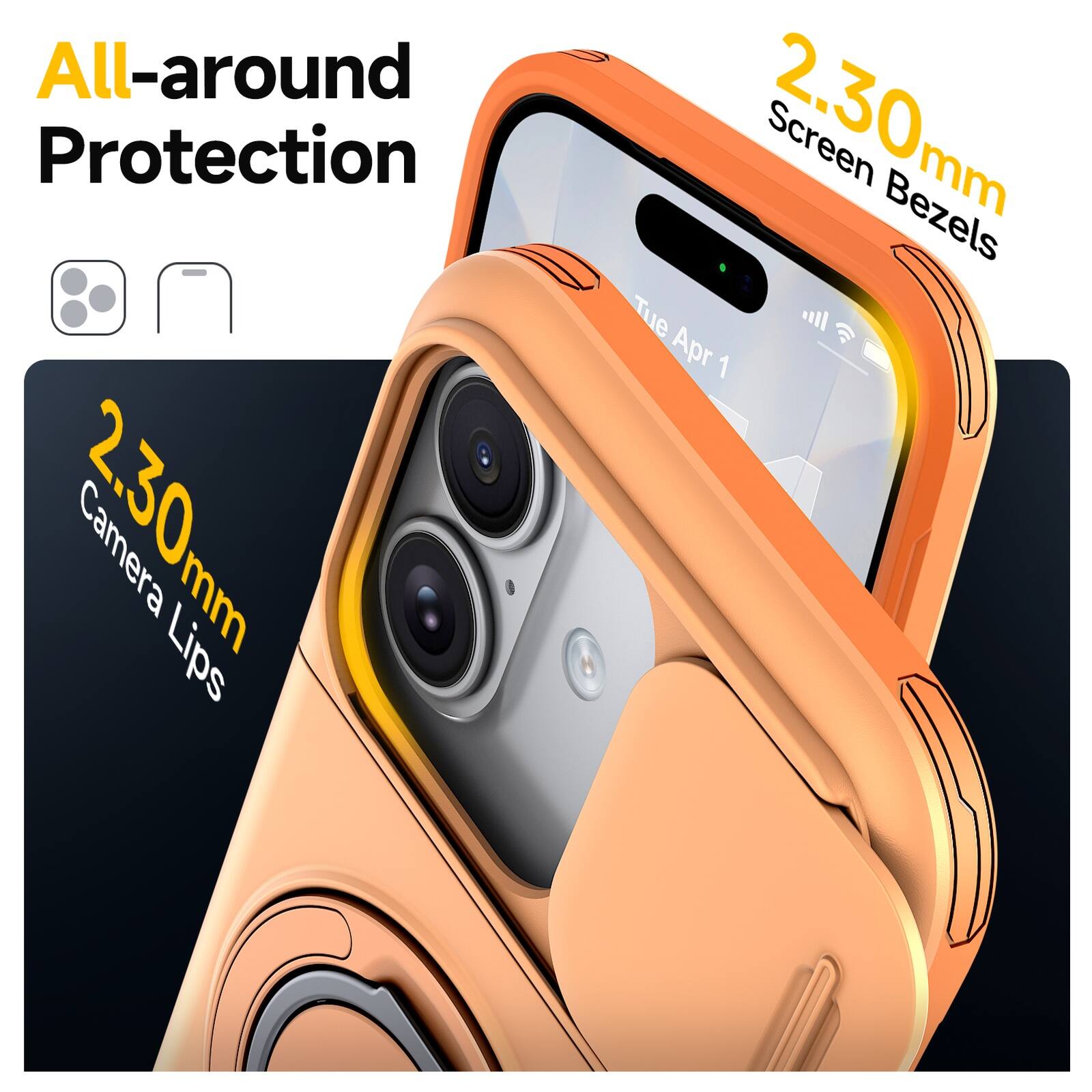 Dteck Rugged Case for Apple iPhone 17 Shockproof Drop Protection Hidden ...