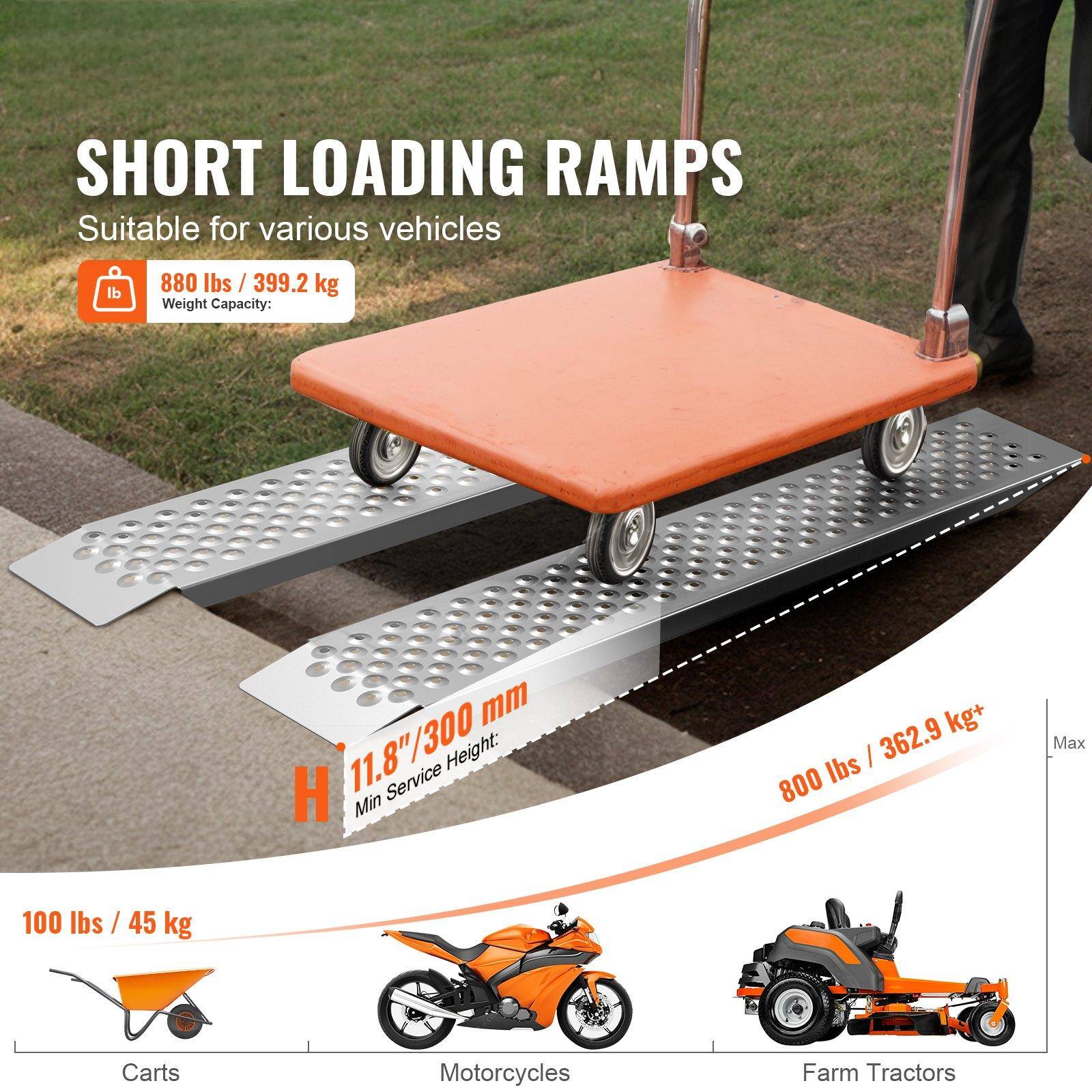 Glintex 2 Pack 47.2"x8.5" Aluminum Loading Ramps, 880 lbs Capacity ...