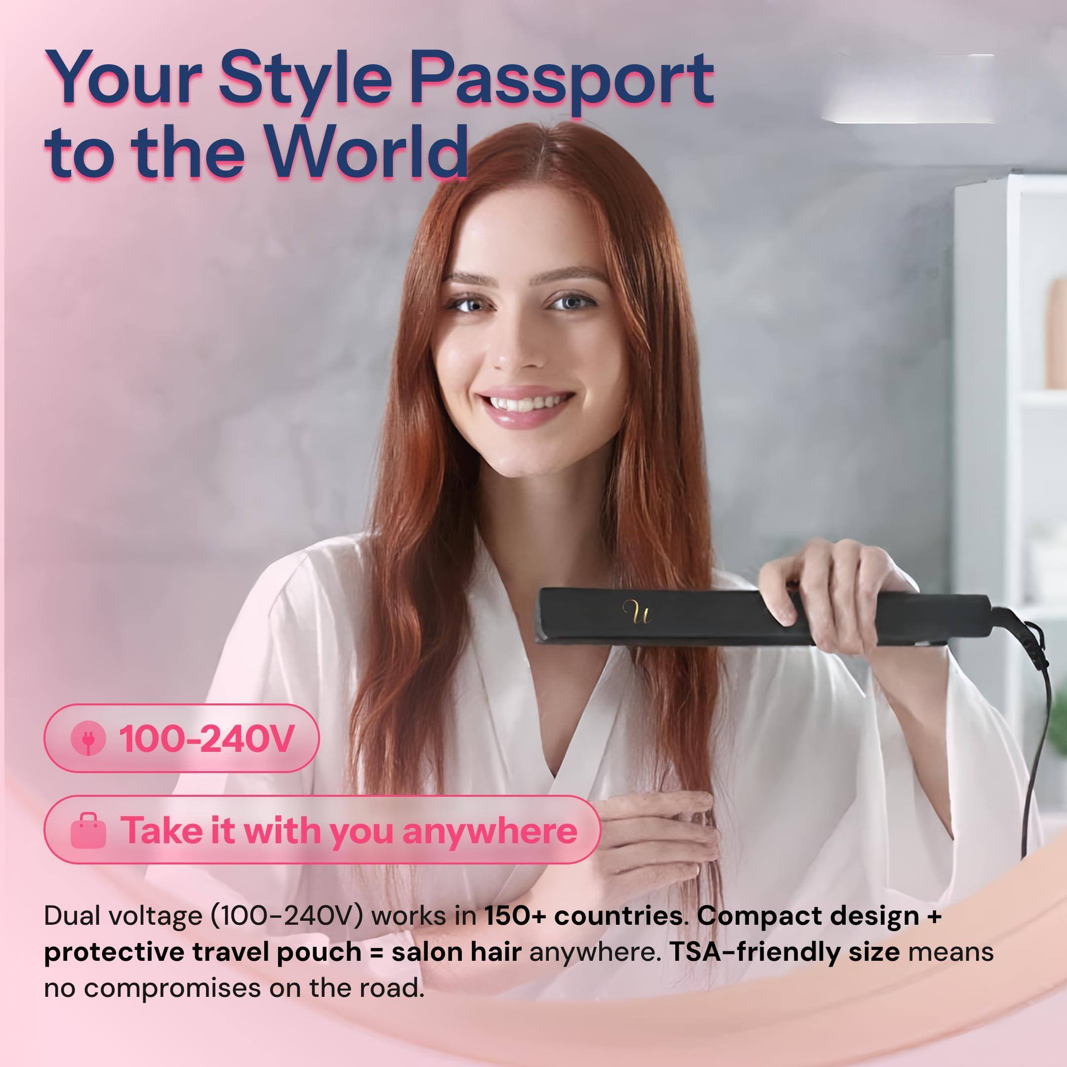 Live At Space 2 In 1 Professional Dual voltage Titanium Flat Iron Hair ...