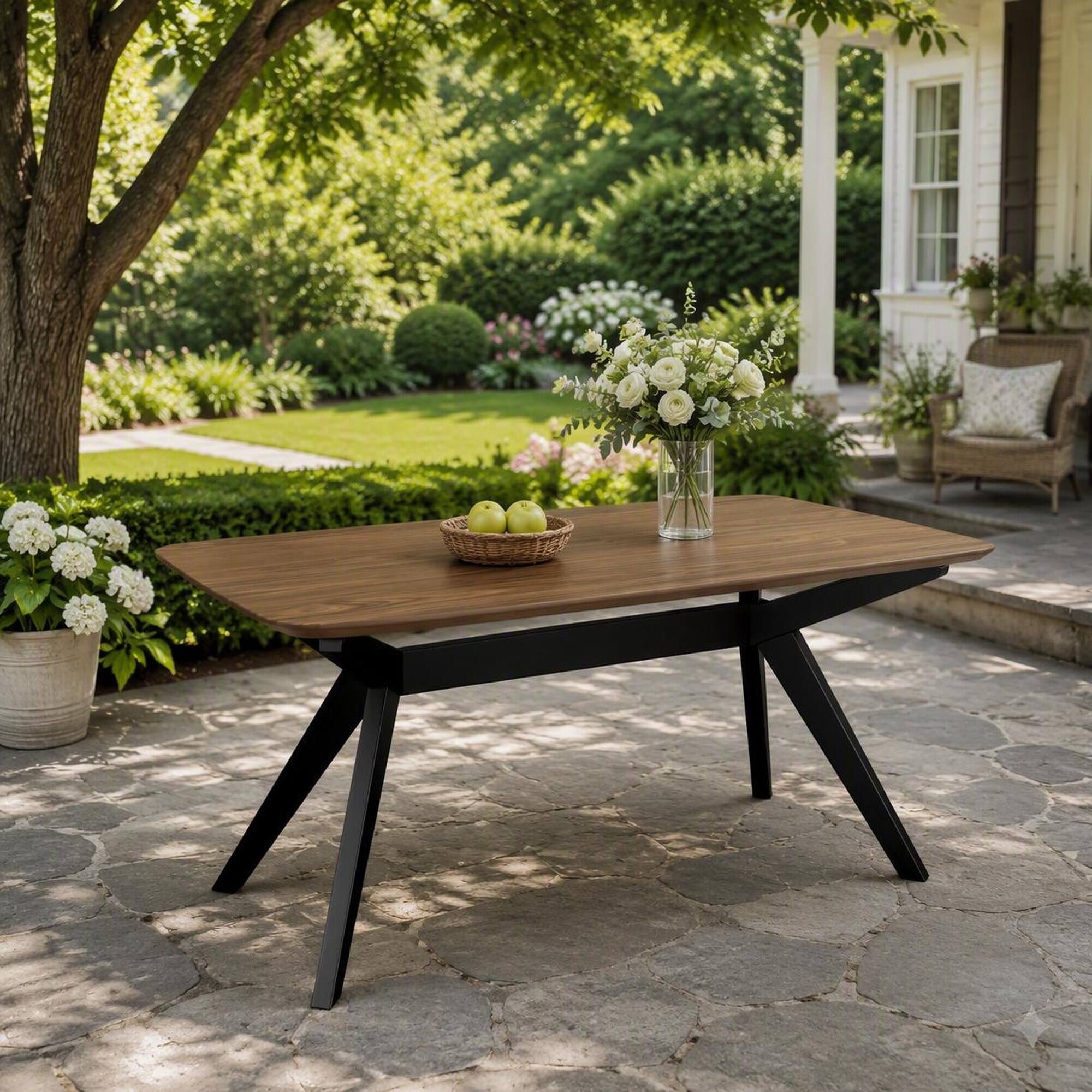 RYHNUYNE Rectangular Outdoor Patio Dining Table, Modern Style with ...