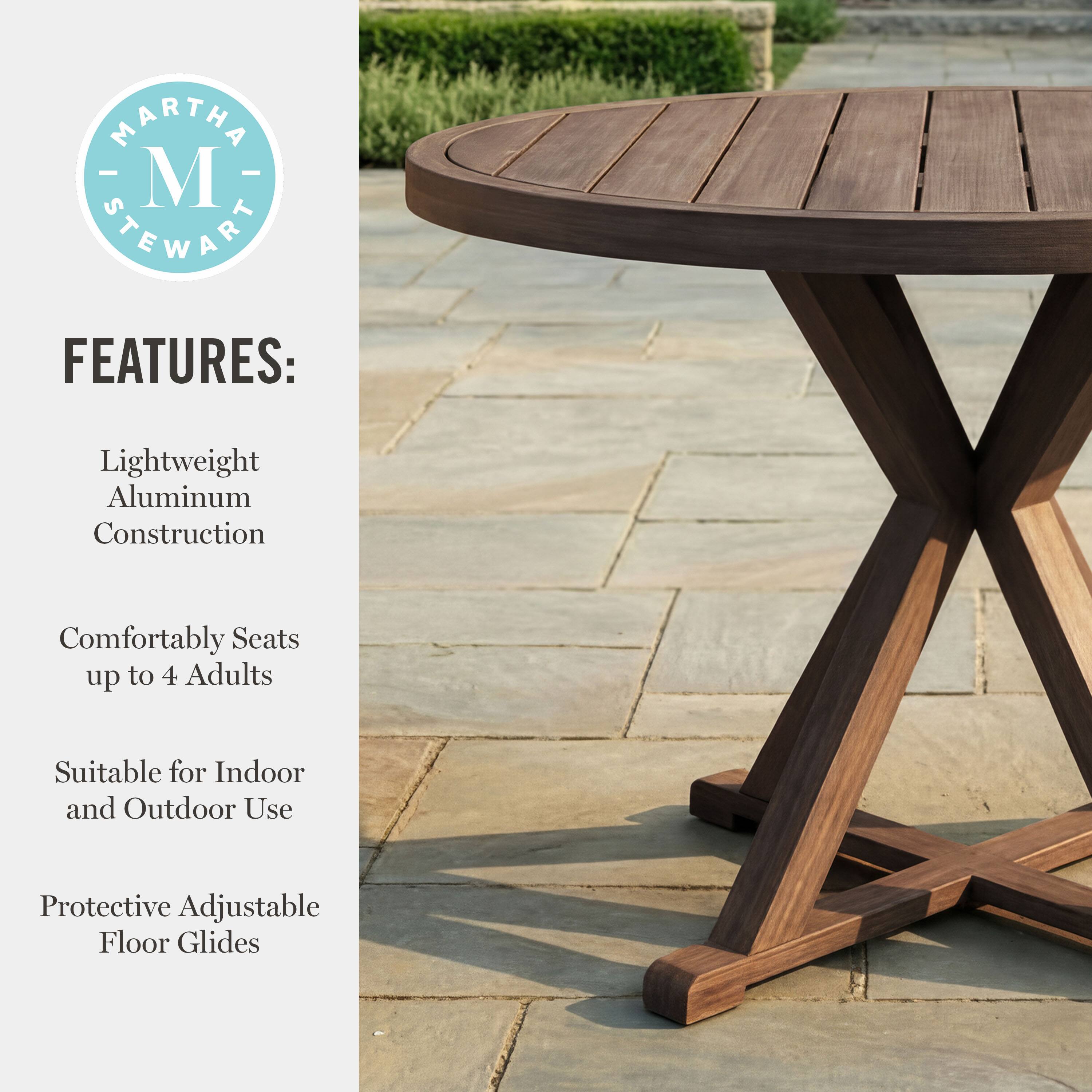 Martha Stewart Bedford 36" Round Indoor Outdoor Trestle Base Patio ...