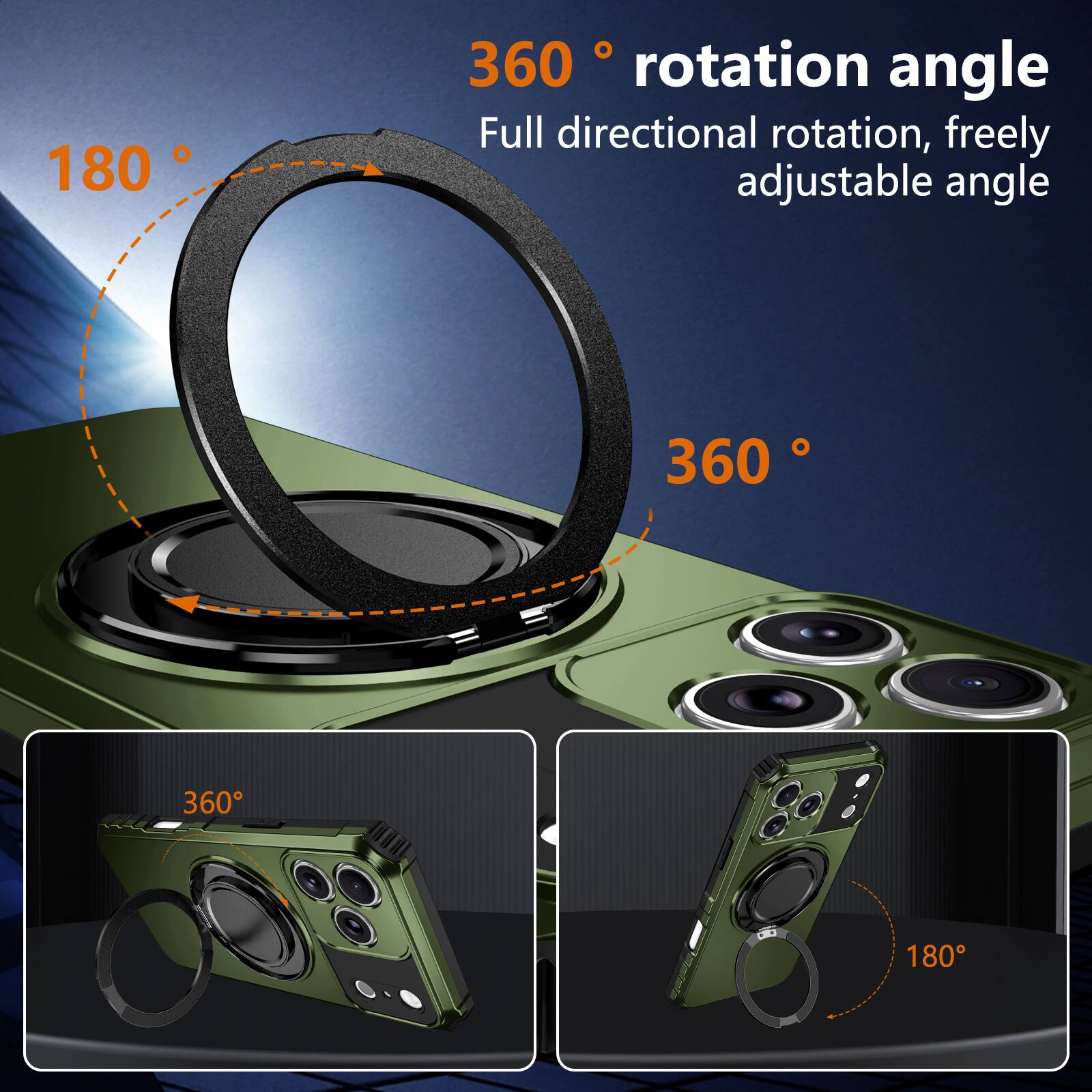 Dteck Heavy Duty Ring Stand Case for Apple iPhone 17 Pro Max,Shockproof ...