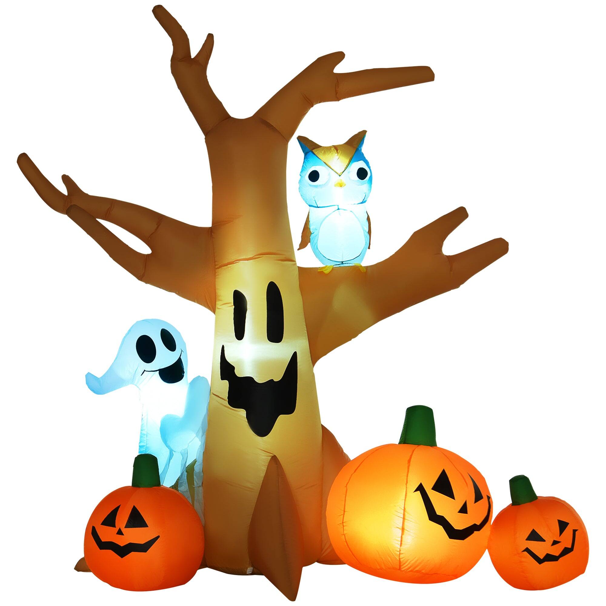 Boyel Living 7.5ft Lighted Halloween Inflatable Haunted Tree with Owl ...