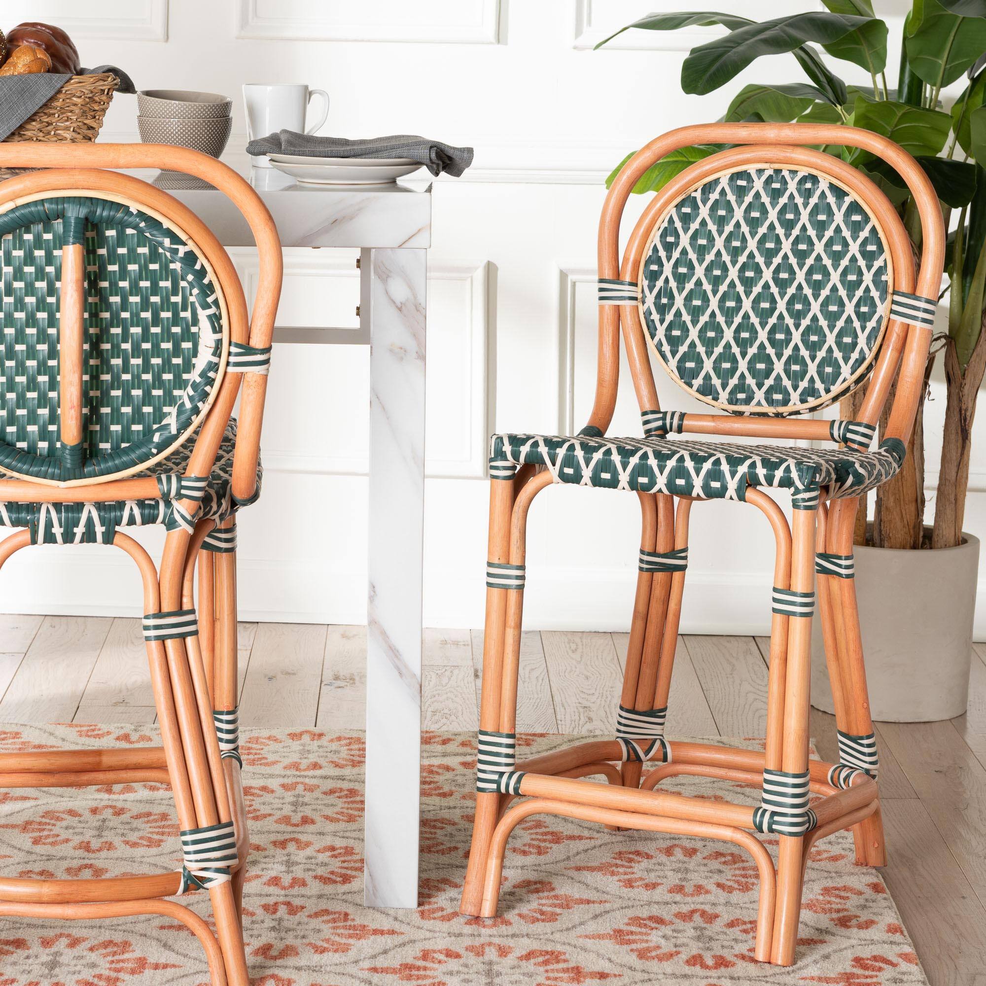 bali & pari Mattie Rattan Bistro Counter Stool Handwoven Accent Seating ...