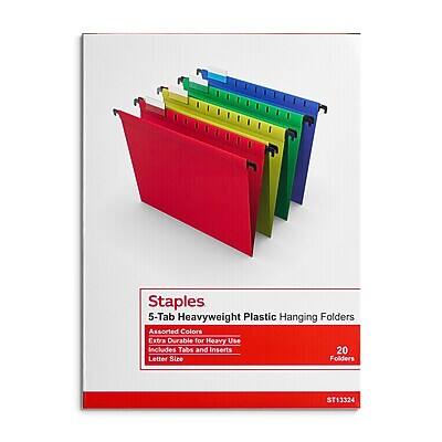 Staples Staples® Hanging File Folder, 5 Tab, Letter Size, 20/Box ...