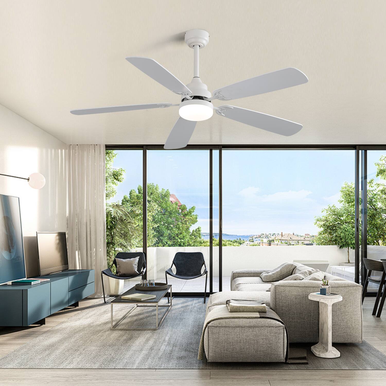 APRILSOUL 52 Inch Quiet Reversible LED Ceiling Fan Dual Color Blades ...