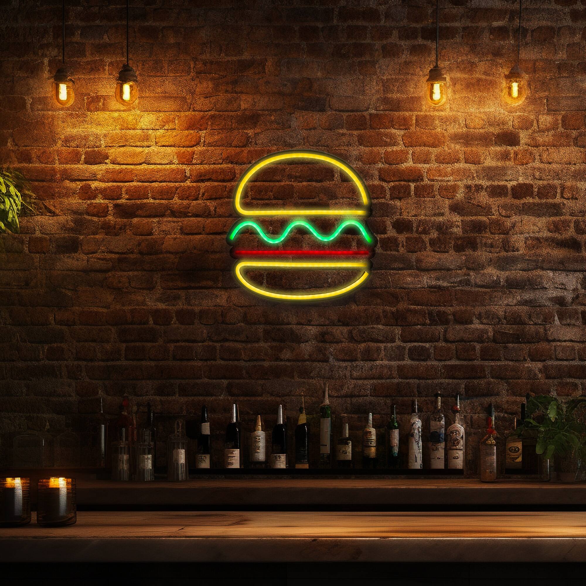 Northlight LED Hamburger Neon Lighted Wall Art 11.75" Yellow 35127695 ...
