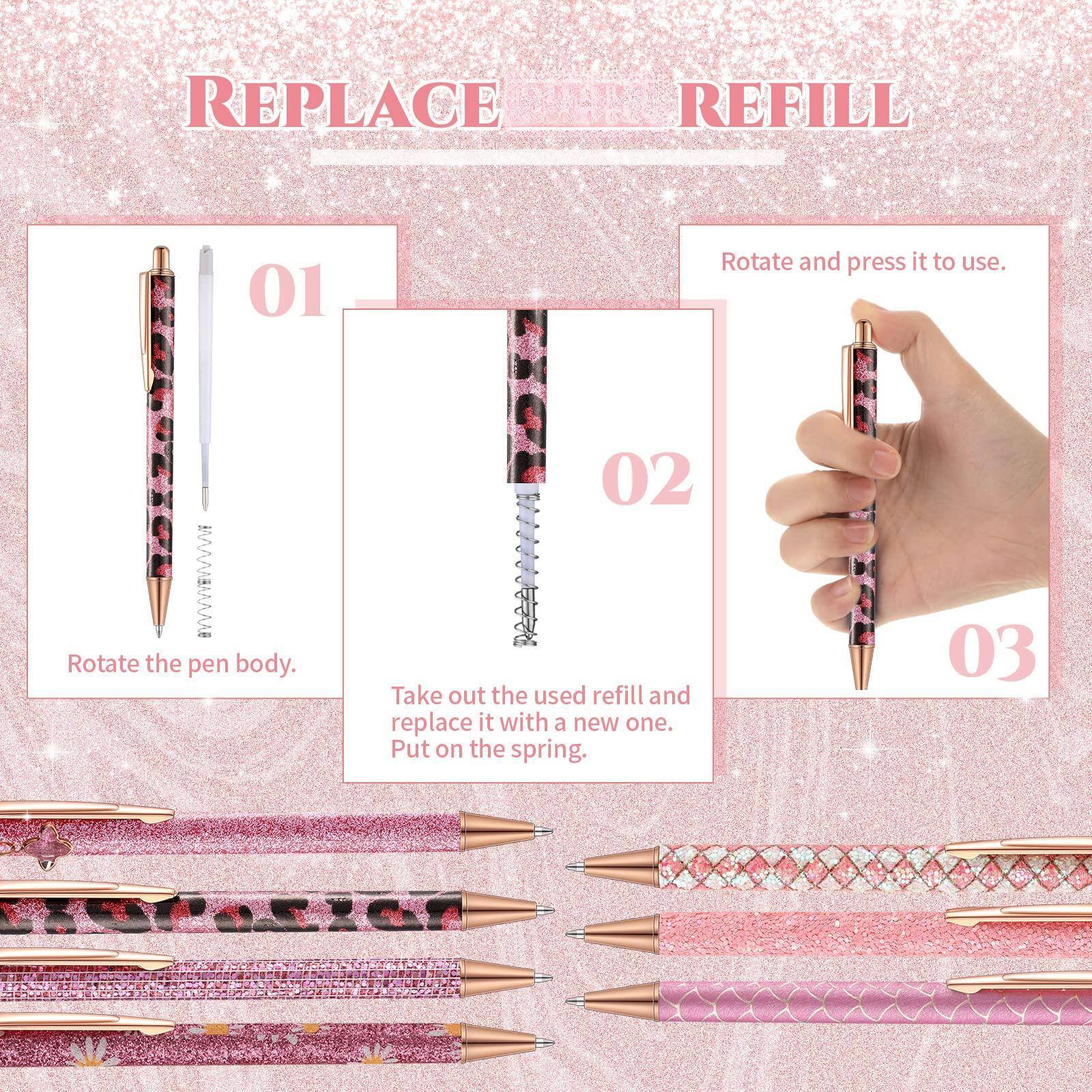 Paradigms Interiors 7 Fancy Pens For Women Cute Sparkly Glitter With 10 ...