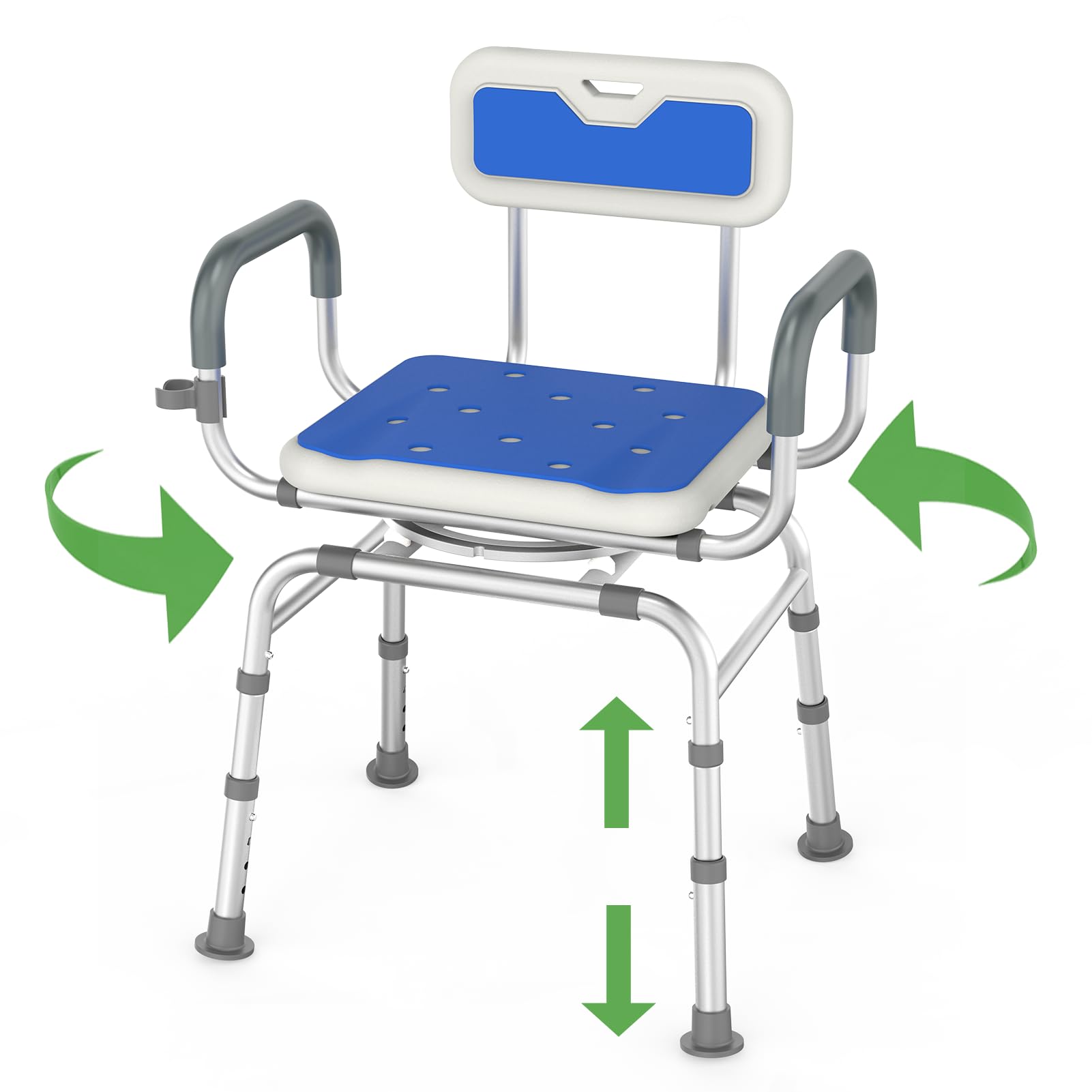 JETRANSPORT 360 ° Shower Chair Portable Rotating Seat With Padded ...
