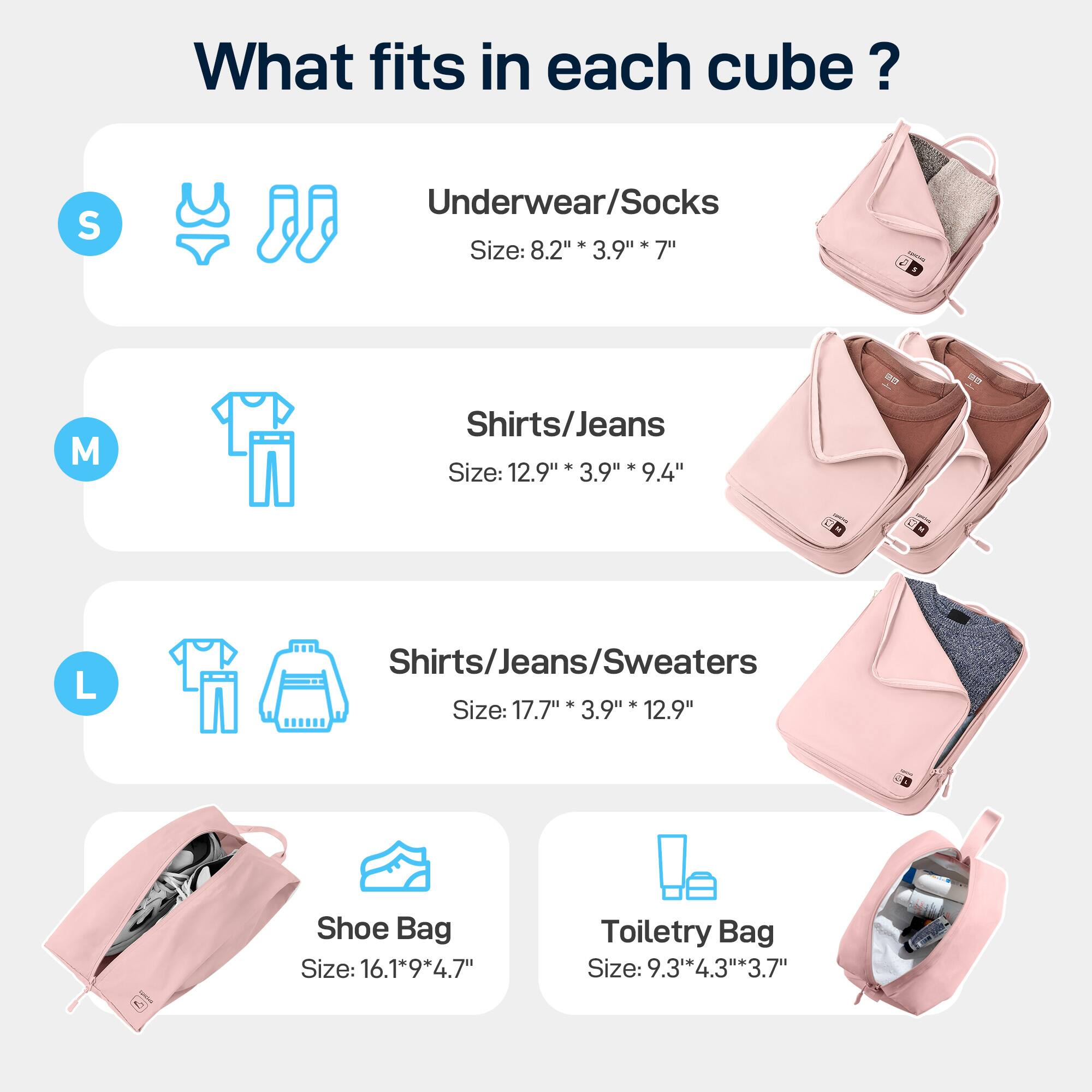 Epicka 6 Set Ultra Lightweight Compression Packing Cubes Water ...