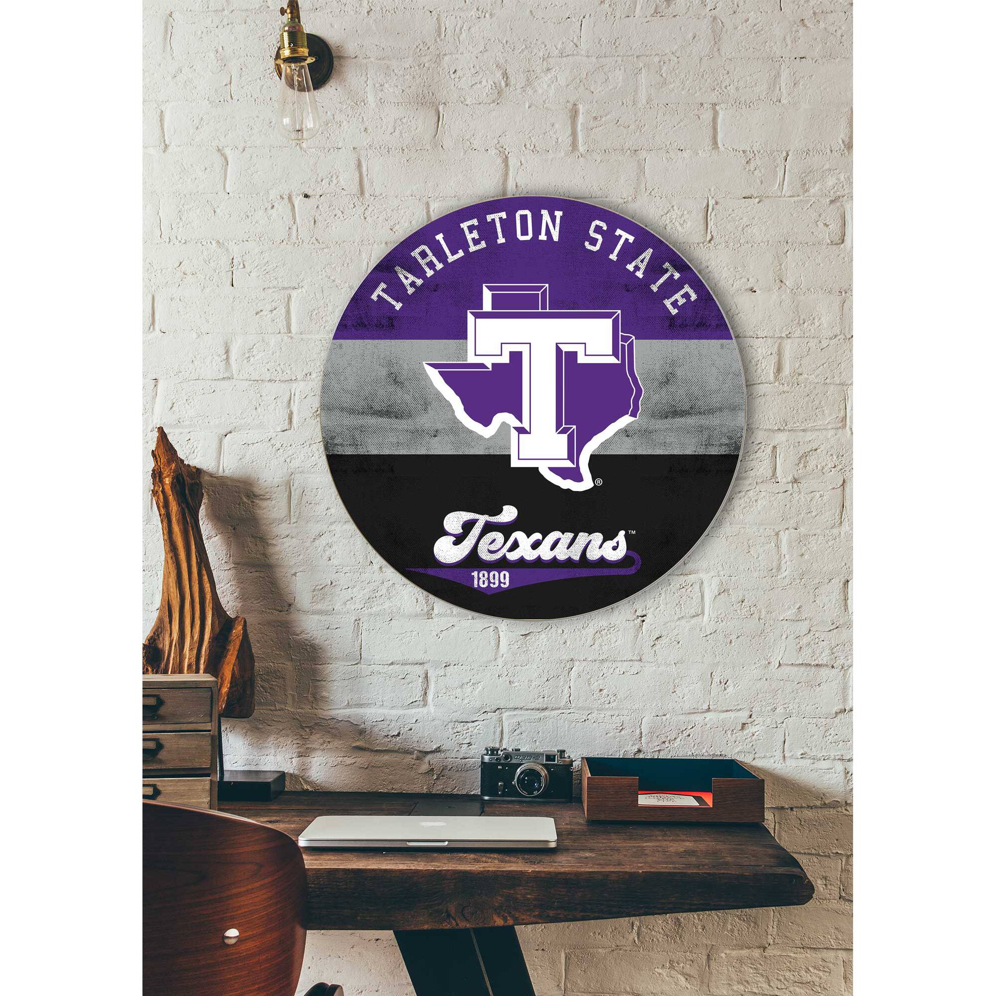 Jardine Tarleton State Texans 20'' x 20'' Retro Logo Circle Sign Purple ...