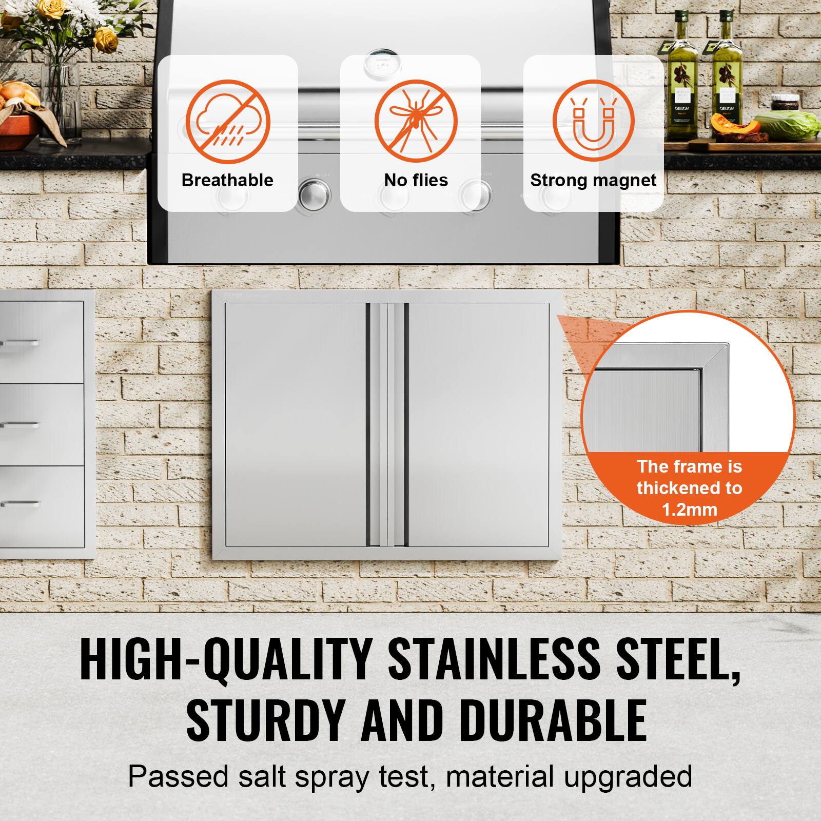 VEVOR BBQ Access Door, 31W x 24H Inch Double Outdoor Kitchen Door ...
