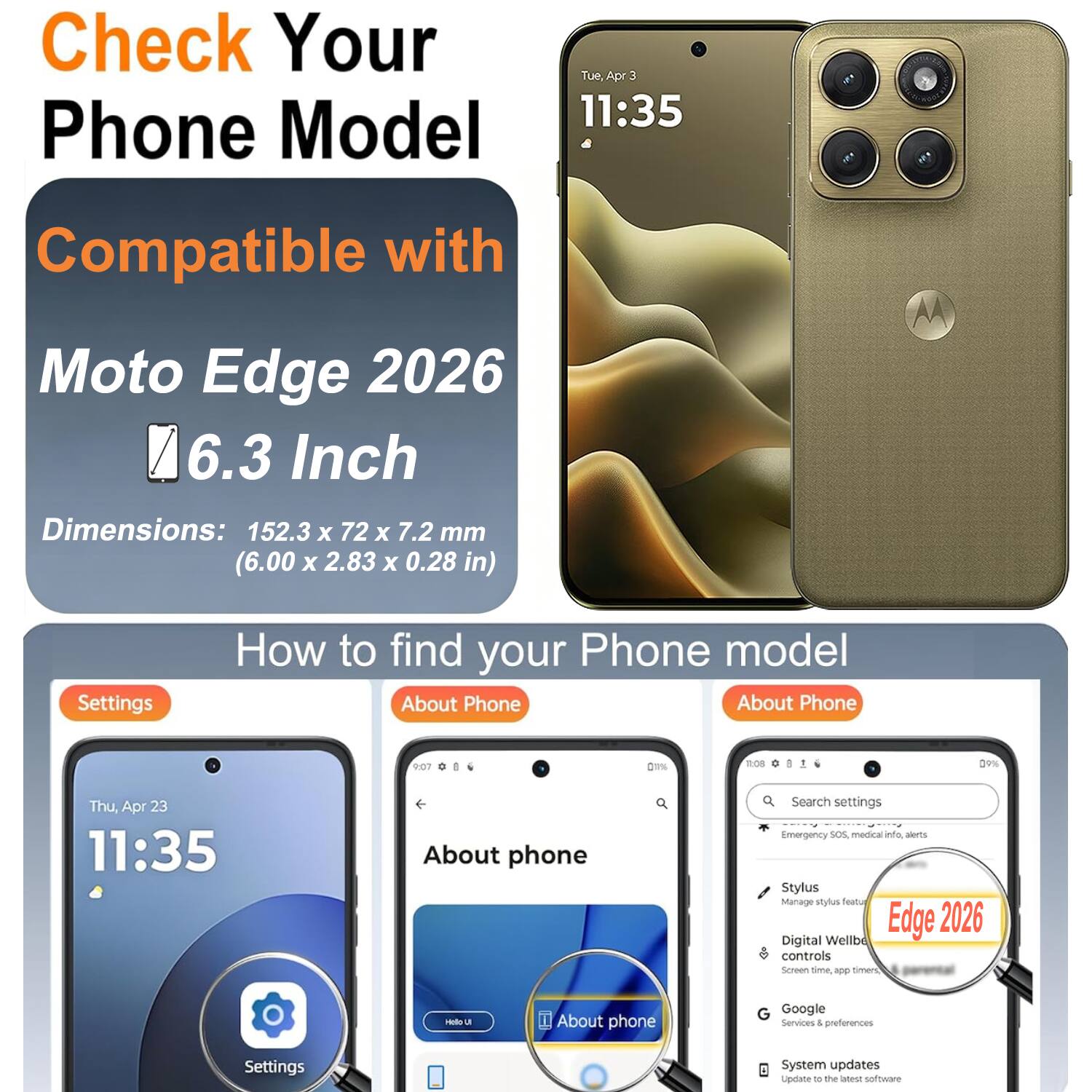Equipd Phone Case for Motorola Edge 2026 (6.3 Inch), Heavy Duty Rugged ...