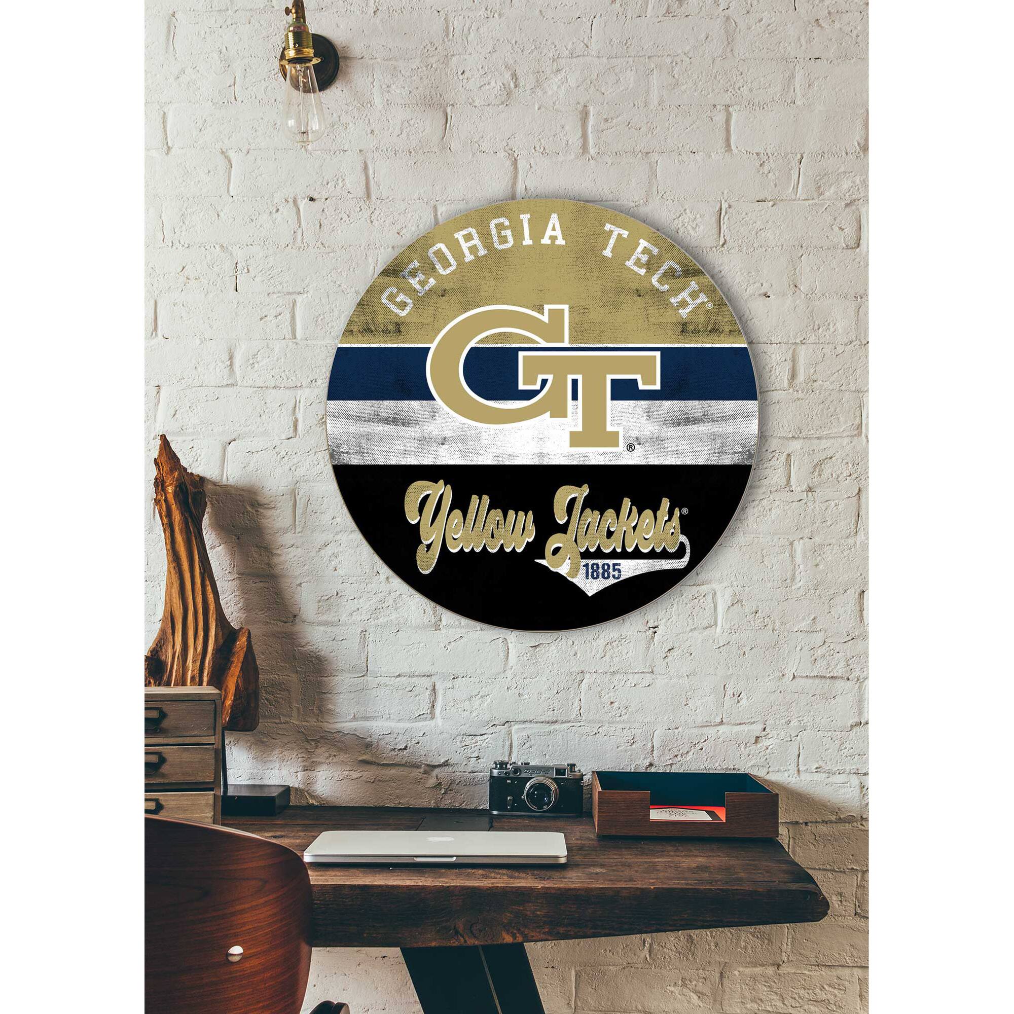 Jardine Georgia Tech Yellow Jackets 20'' x 20'' Retro Logo Circle Sign ...