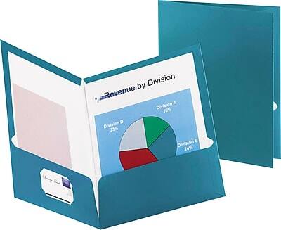 Oxford Two Pocket Laminated Folder, 100 Sheet Capacity, 25/Box Metallic ...