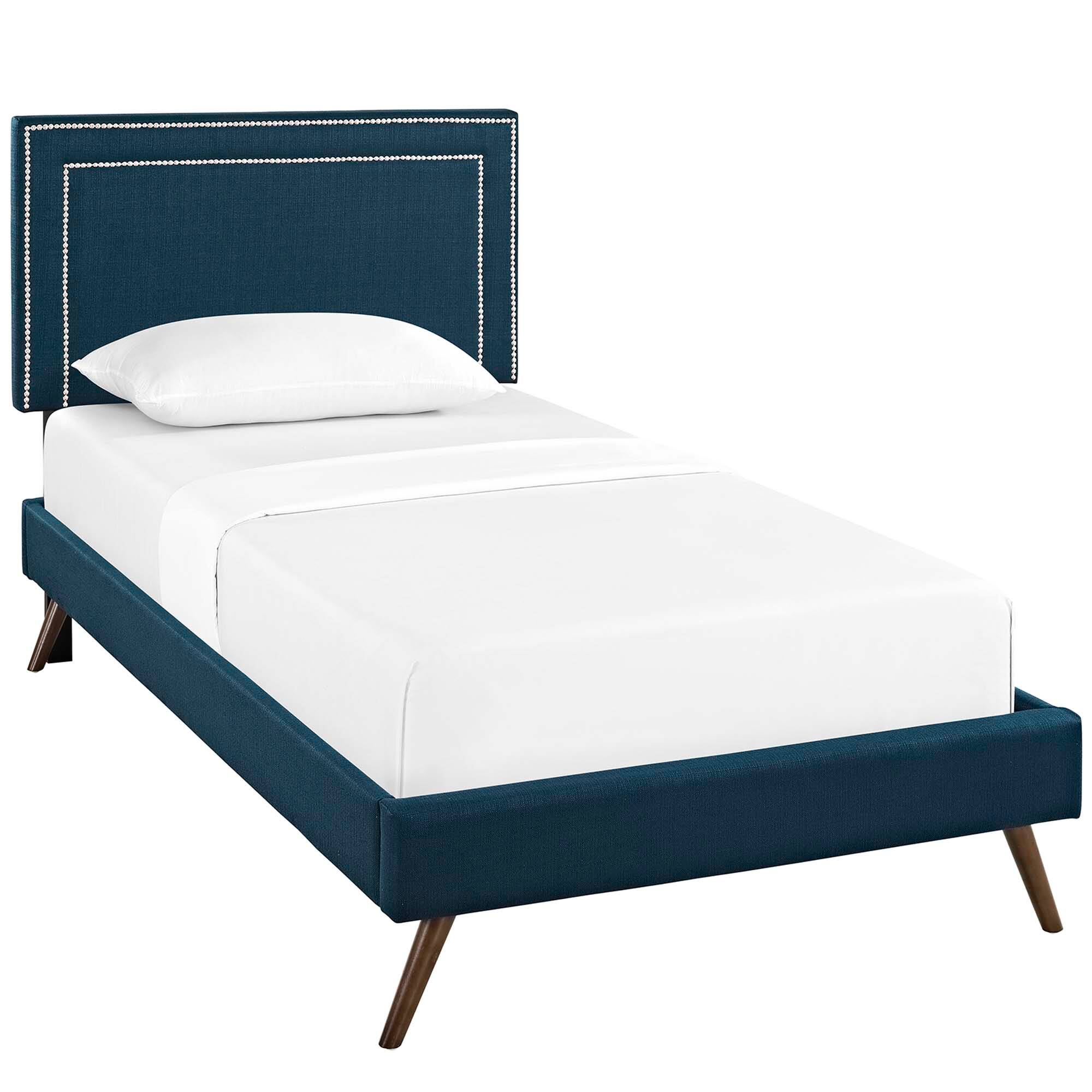 Modway Virginia Fabric Platform Bed with Round Splayed Legs Azure MOD ...