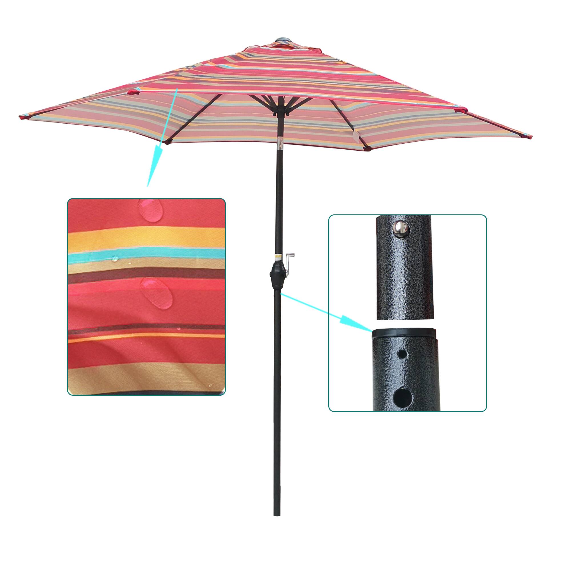 Loheer 9Ft Patio Umbrella Red Striped Outdoor Market Umbrella with ...