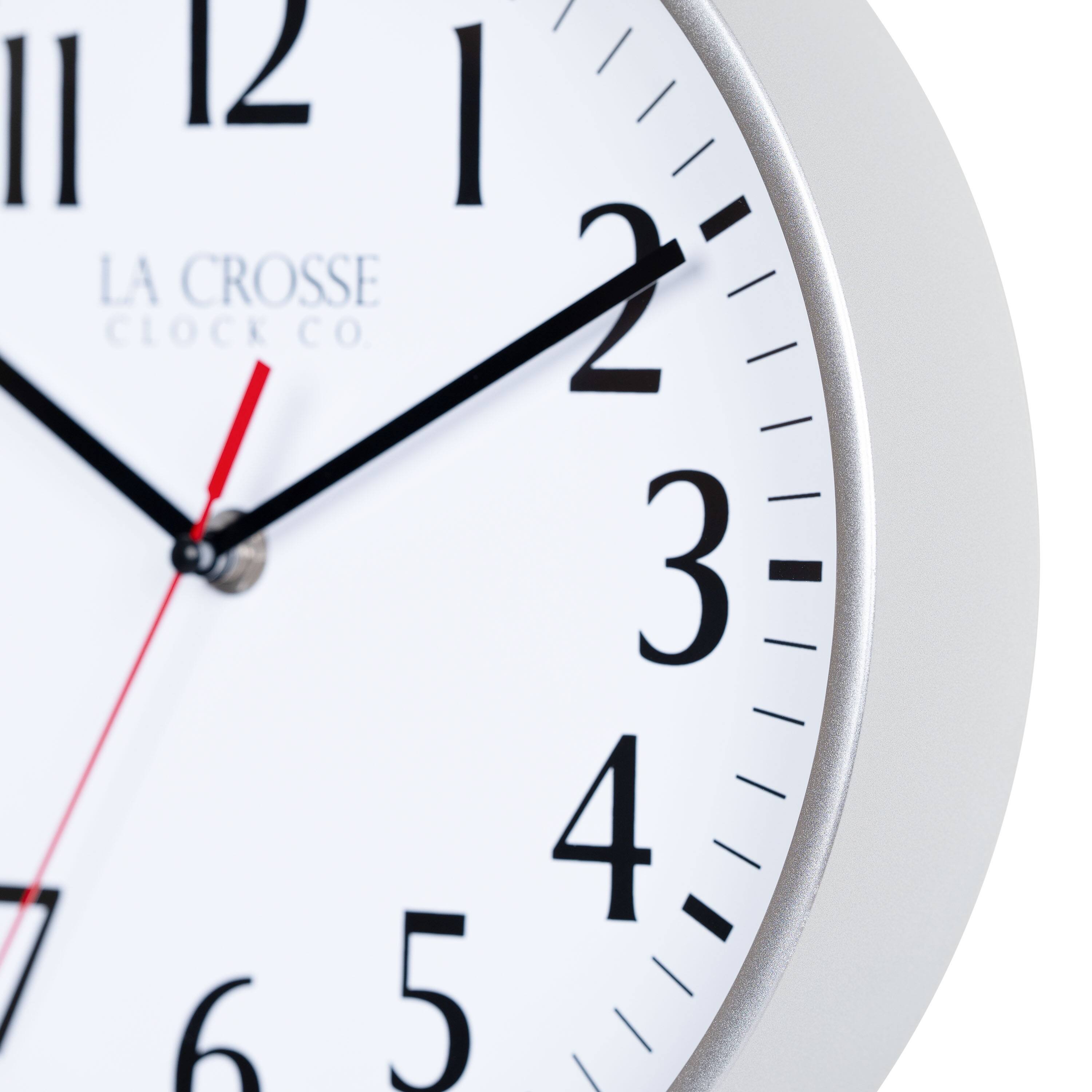 La Crosse Clock Co. 10 Inch Basics Analog Quartz Wall Clock Silver 404 ...