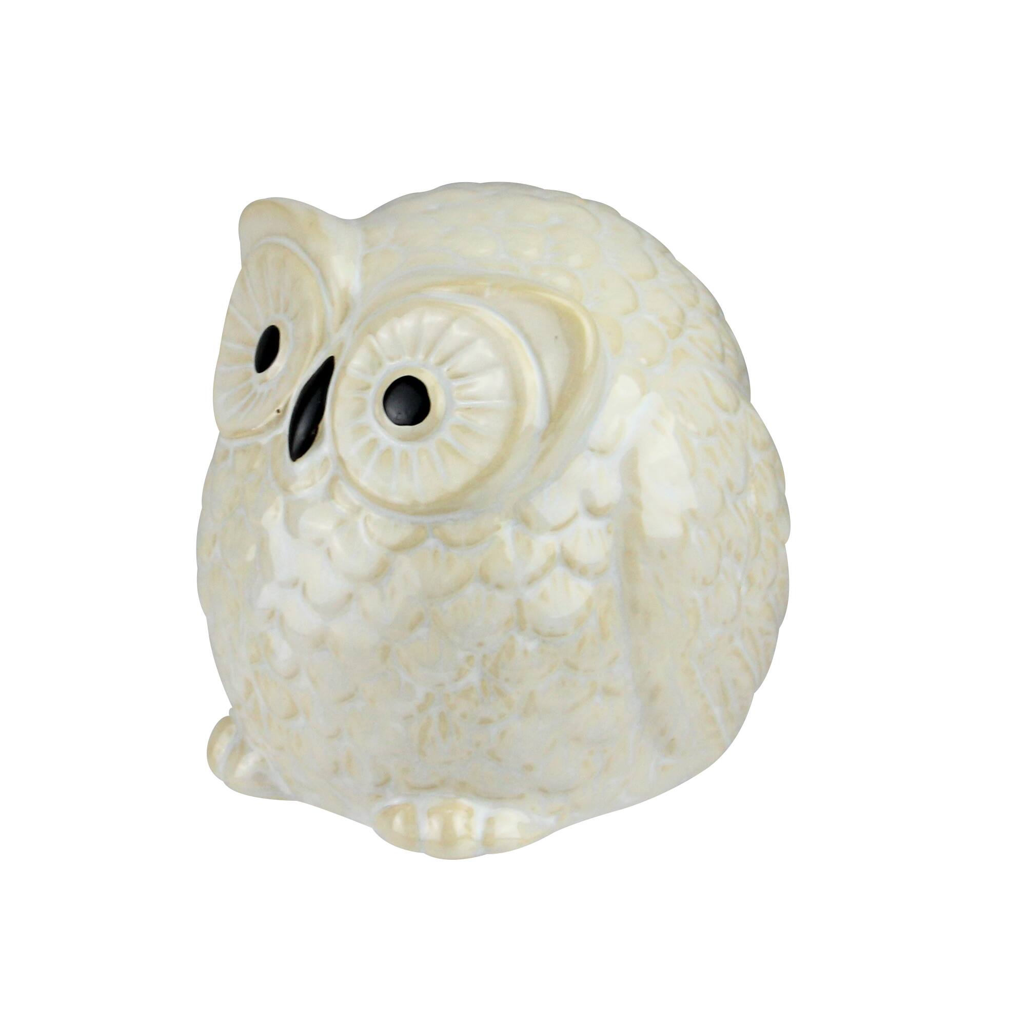 Roman 4.25" Pudgy Pals Wide Eyed Beige and Cream Owl Table Top ...