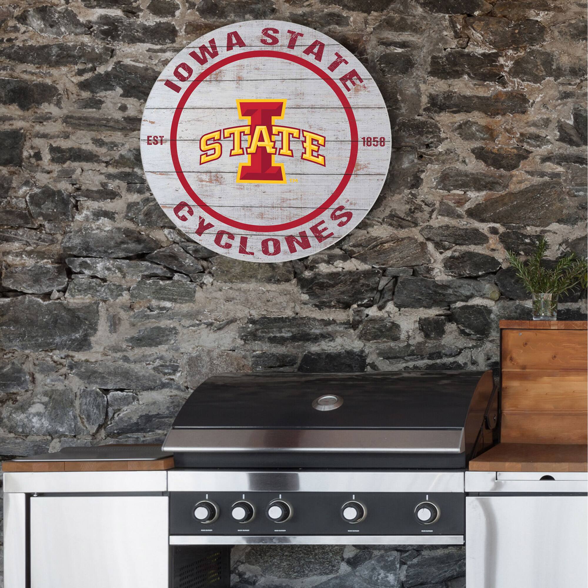 Jardine Iowa State Cyclones 20'' x 20'' Indoor/Outdoor Weathered Circle ...
