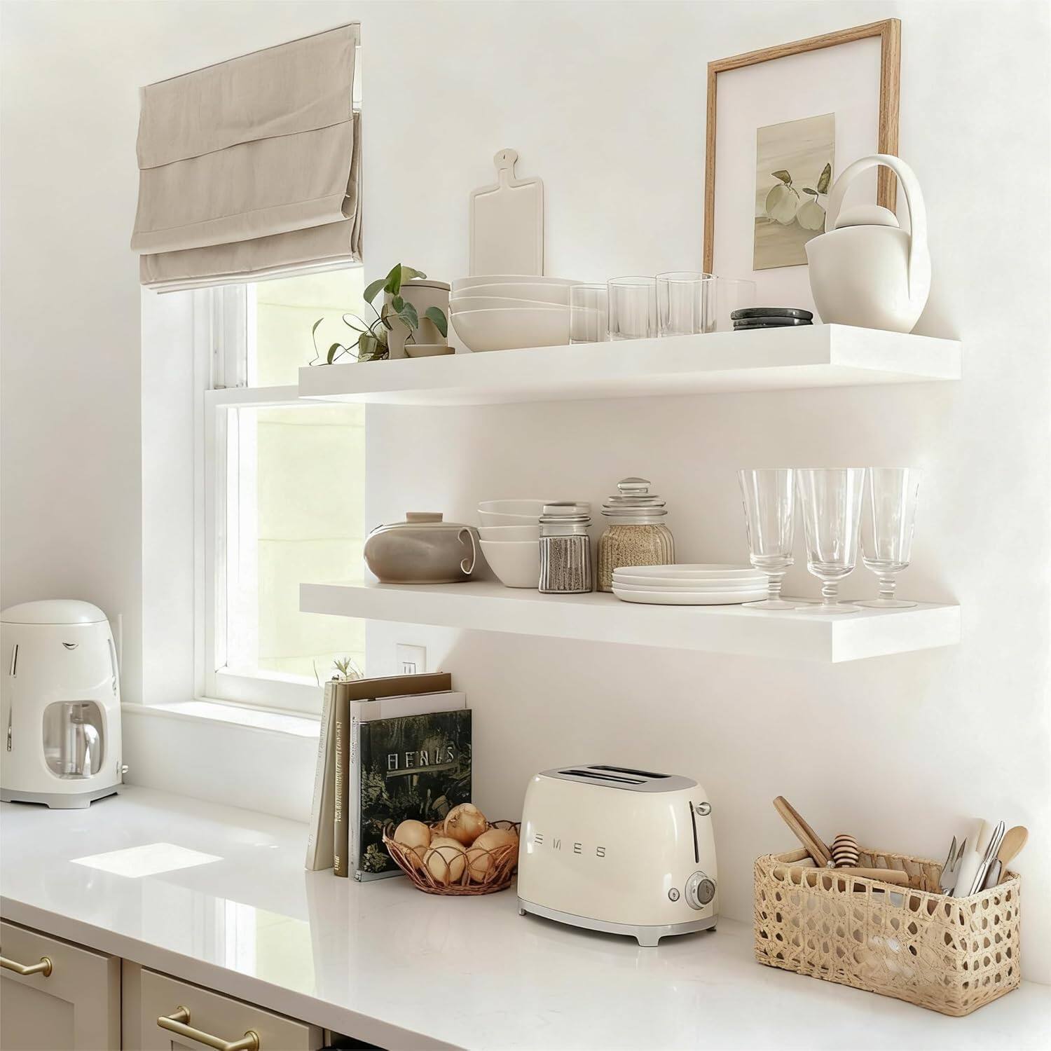 Mifurn 2 Pack Floating Shelves for Wall, Wooden Wall Mounted Shelf for ...