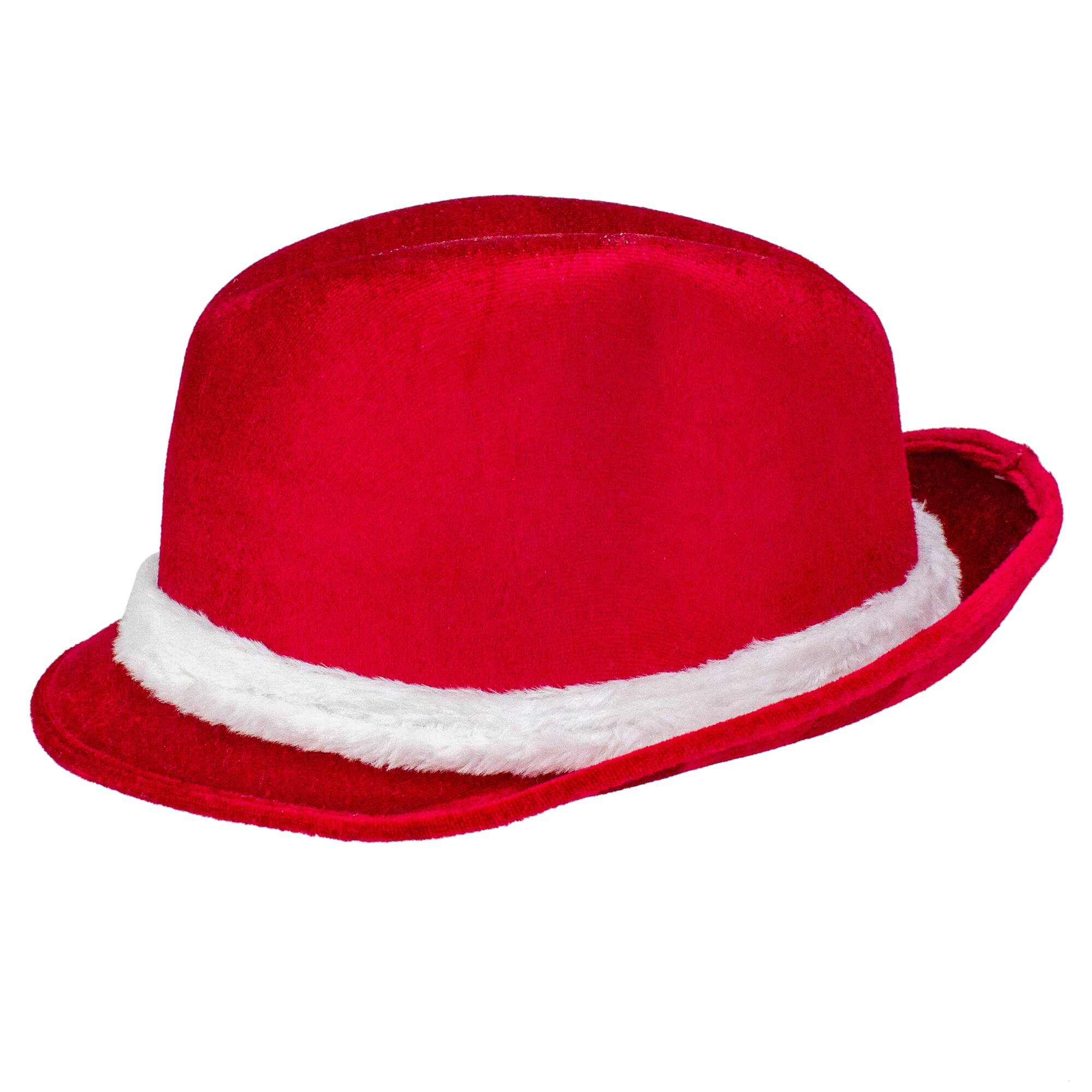 Fun World 3.5" and White Fedora with Plush Women Christmas Santa Hat ...