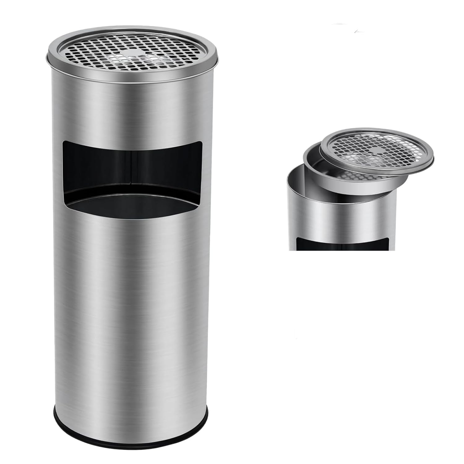 Homhougo 4.5 Gallon Trash Can, Outdoor Waste Container Round, Stainless ...